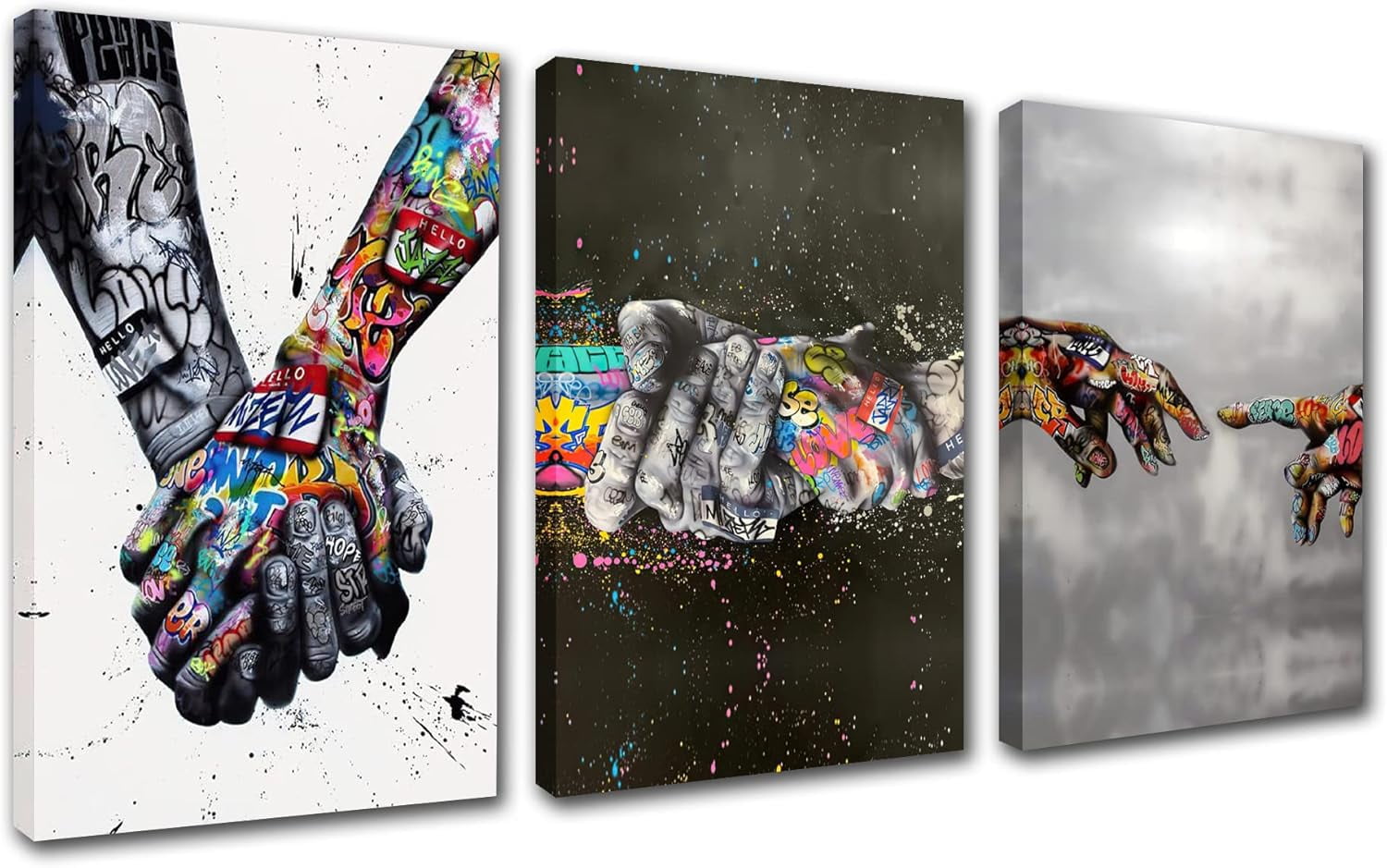 ASPORIC Adam Hand of God Pictures Friendly Holding Hands Art Paintings ...