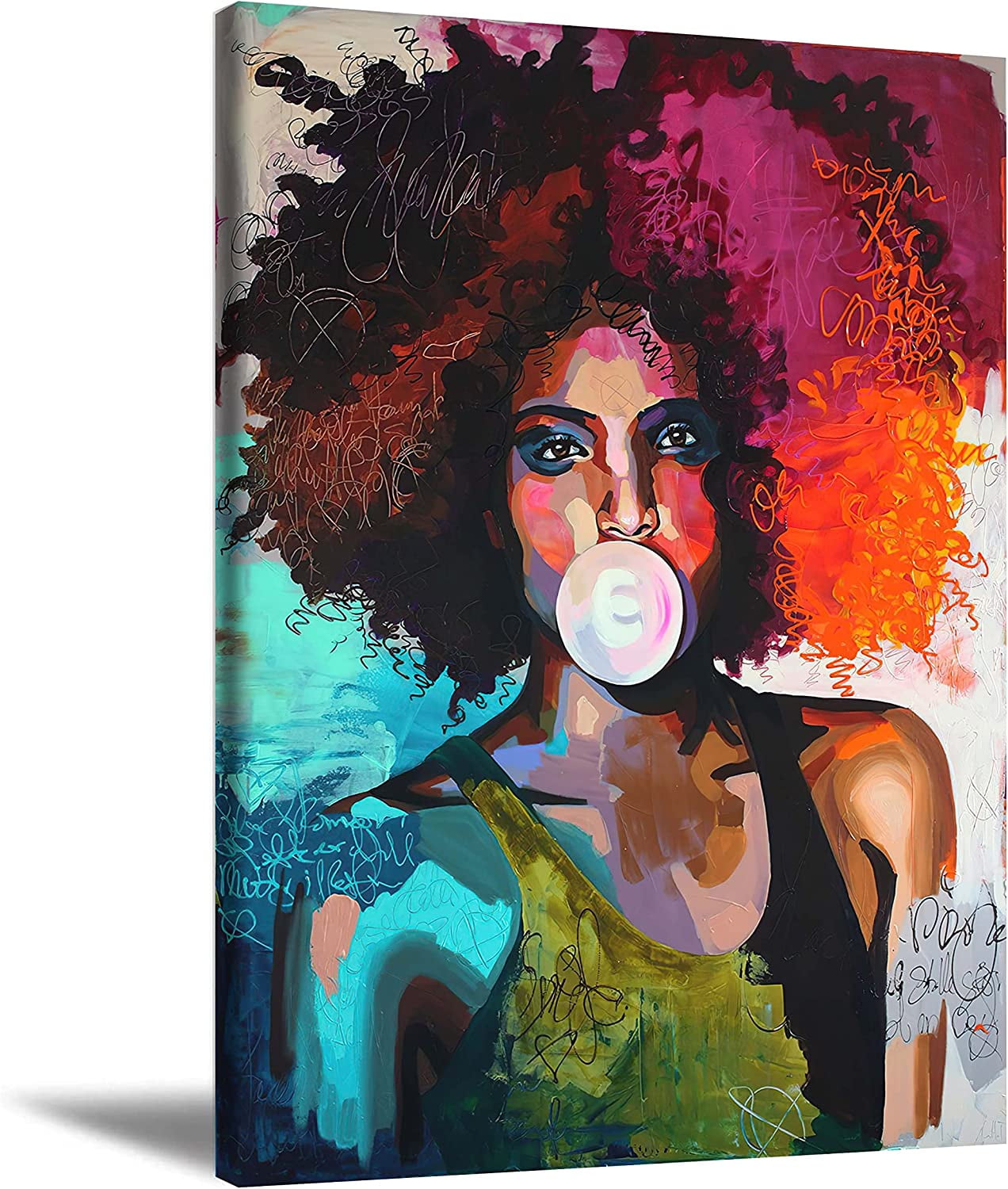 ASPORIC African American Wall Art Black Woman Wall Art Graffiti Painting Poster Abstract Wall ...