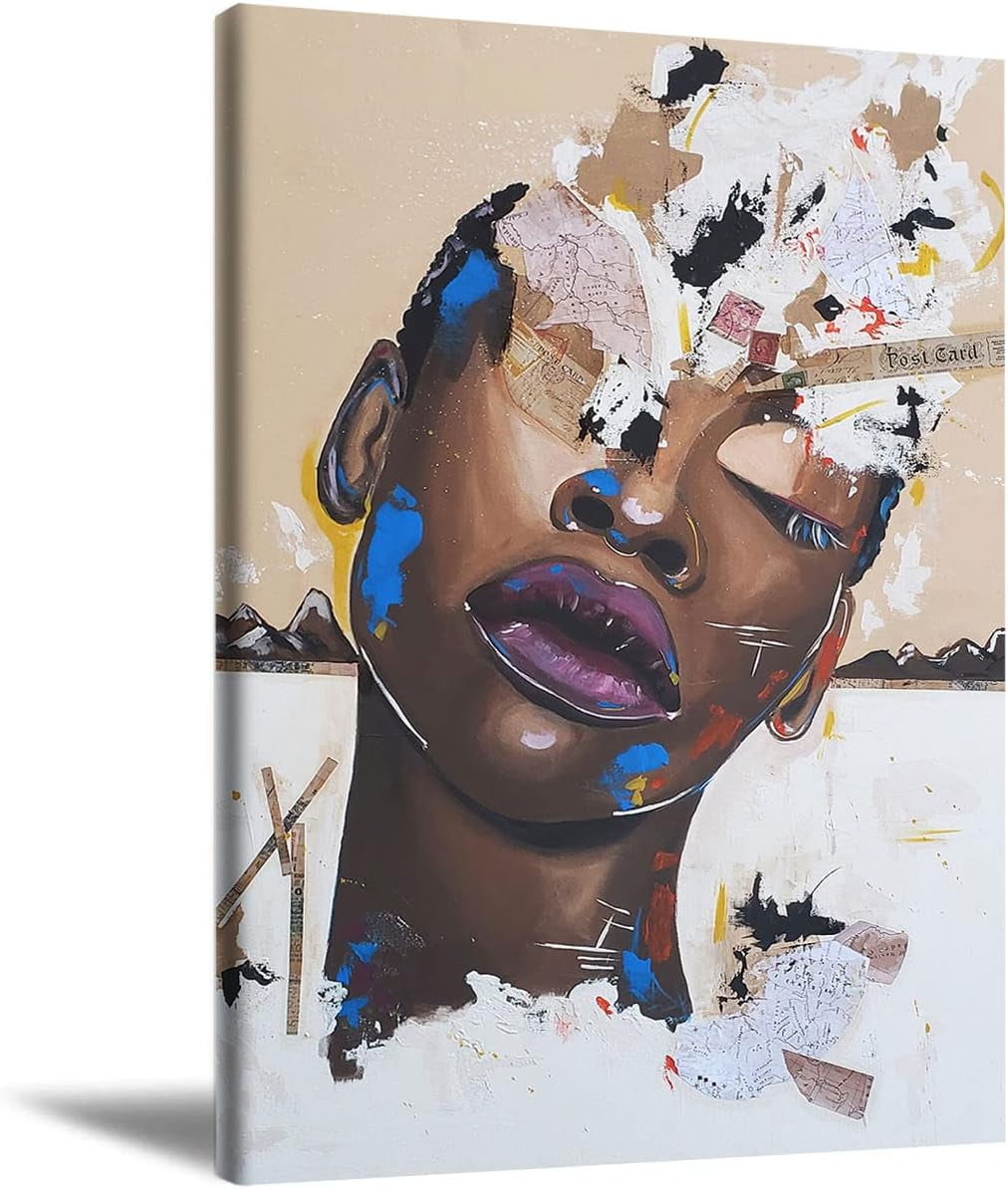 ASPORIC African American Wall Art Black Woman Wall Art Graffiti Painting Poster Abstract Wall ...