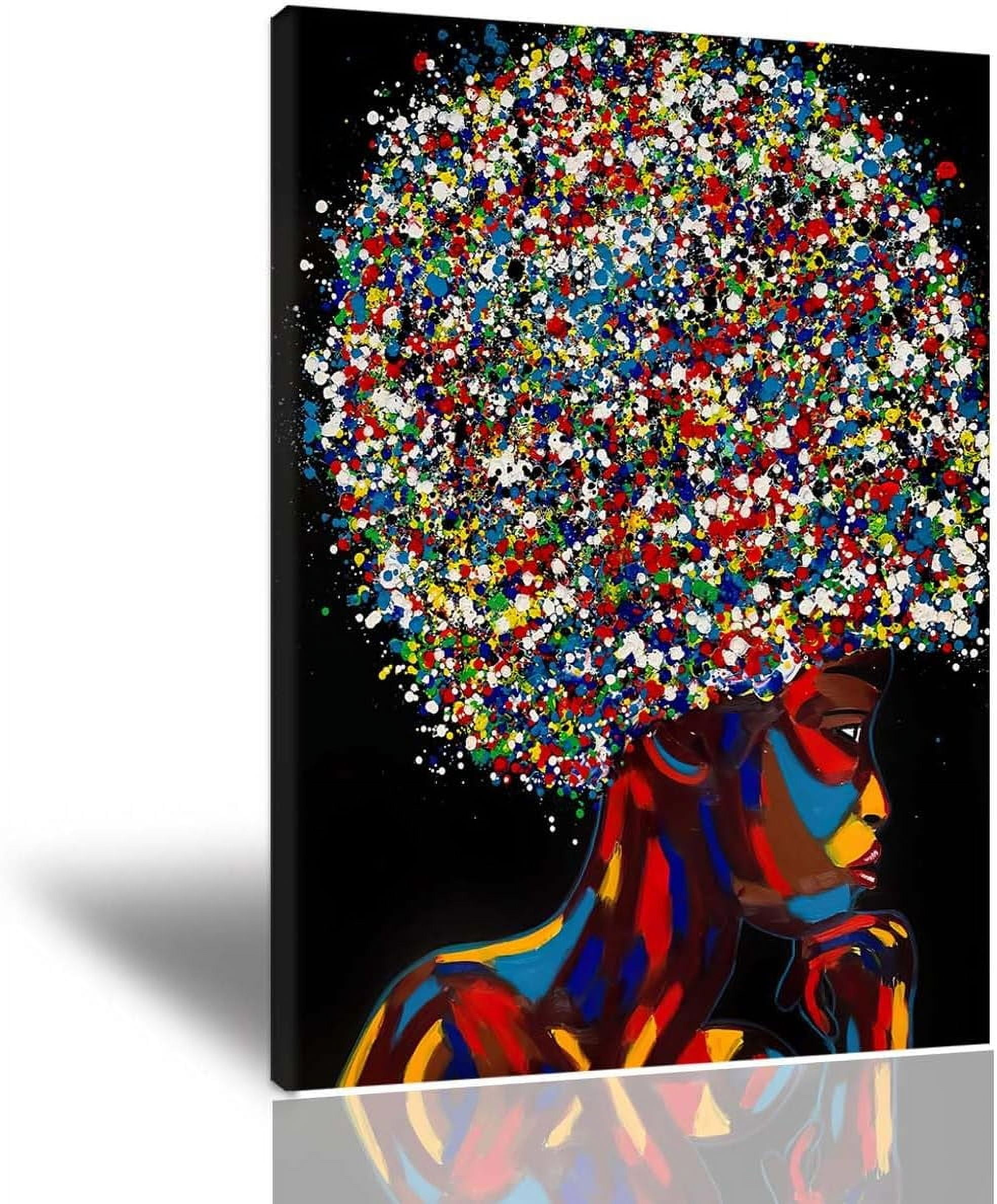 ASPORIC African American Wall Art Fashion Black Women Wall Art Color Black Graffiti Wall Art ...