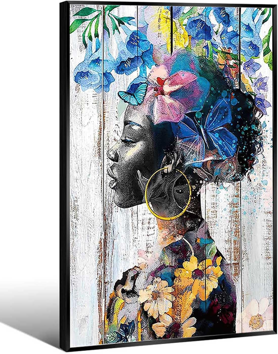ASPORIC African American Wall Art Fashion Black Women Wall Art Color Black Graffiti Wall Art ...