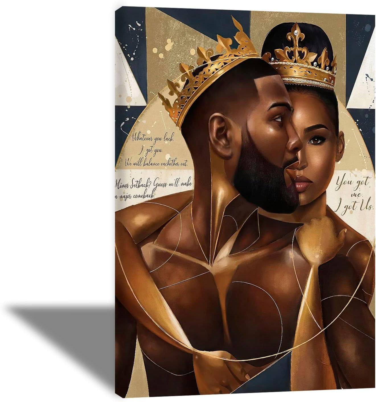 ASPORIC African King And Queen Wall Art King And Queen Wall Decor African American Couple Wall ...