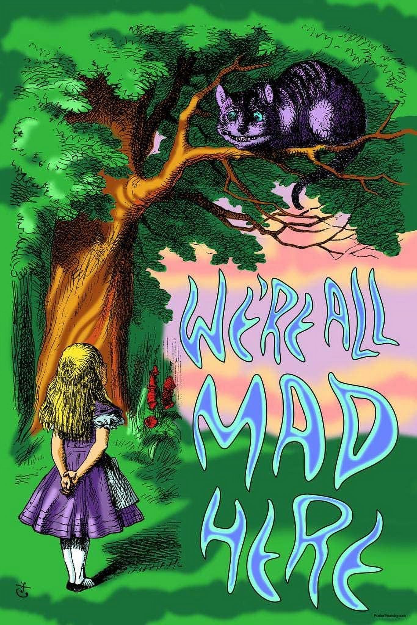ASPORIC Alice in Wonderland Trippy Decor Cheshire Cat Were All Mad Here Quote Psychedelic Trippy ...