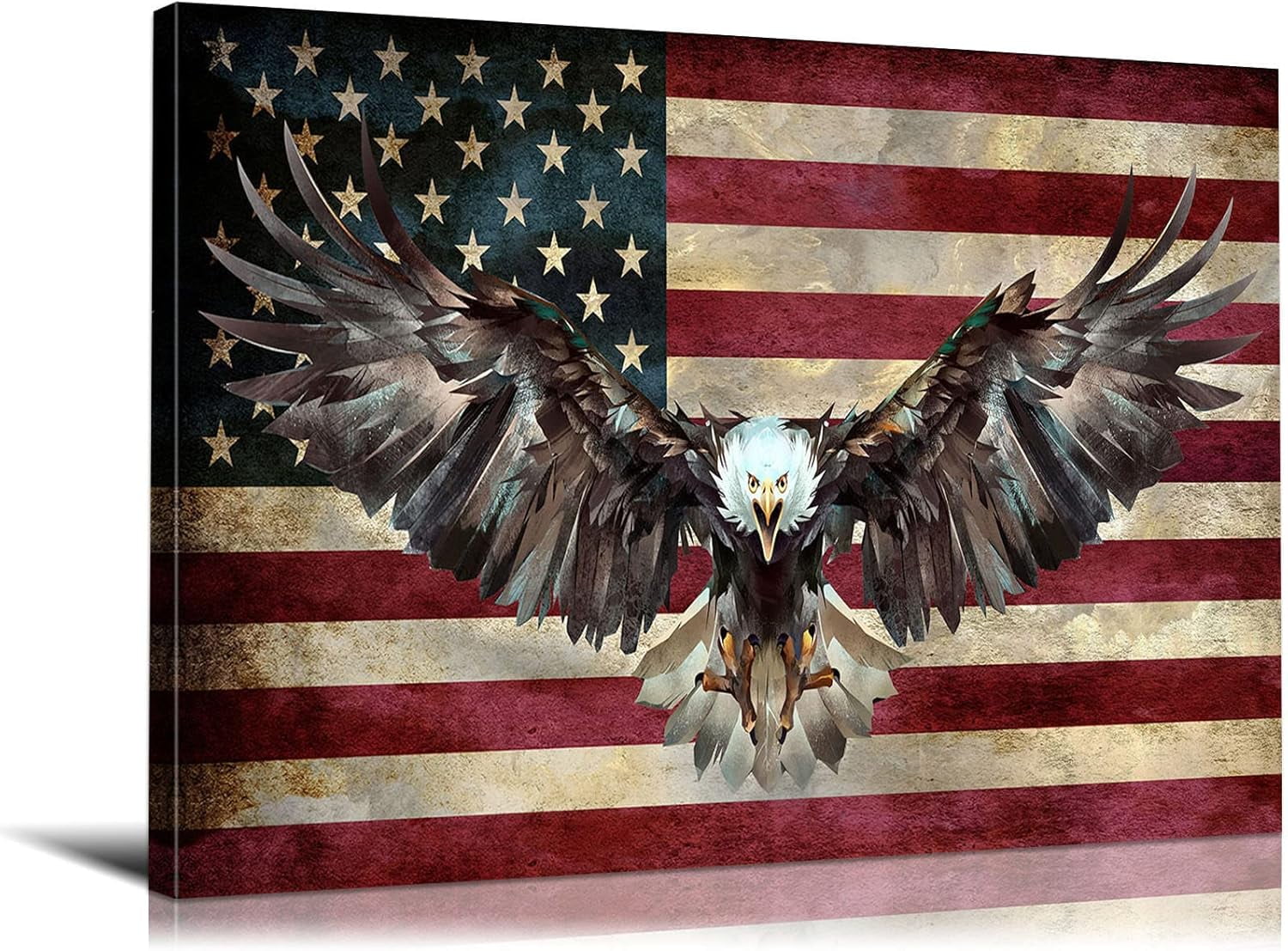 ASPORIC American Flag Wall Art Eagle Wall Art American Flag Canvas ...