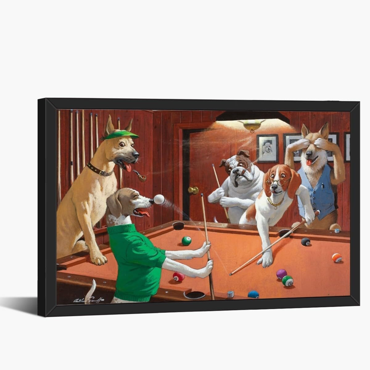 ASPORIC Animals Dogs Playing Pool Poster Decorative Painting Canvas ...