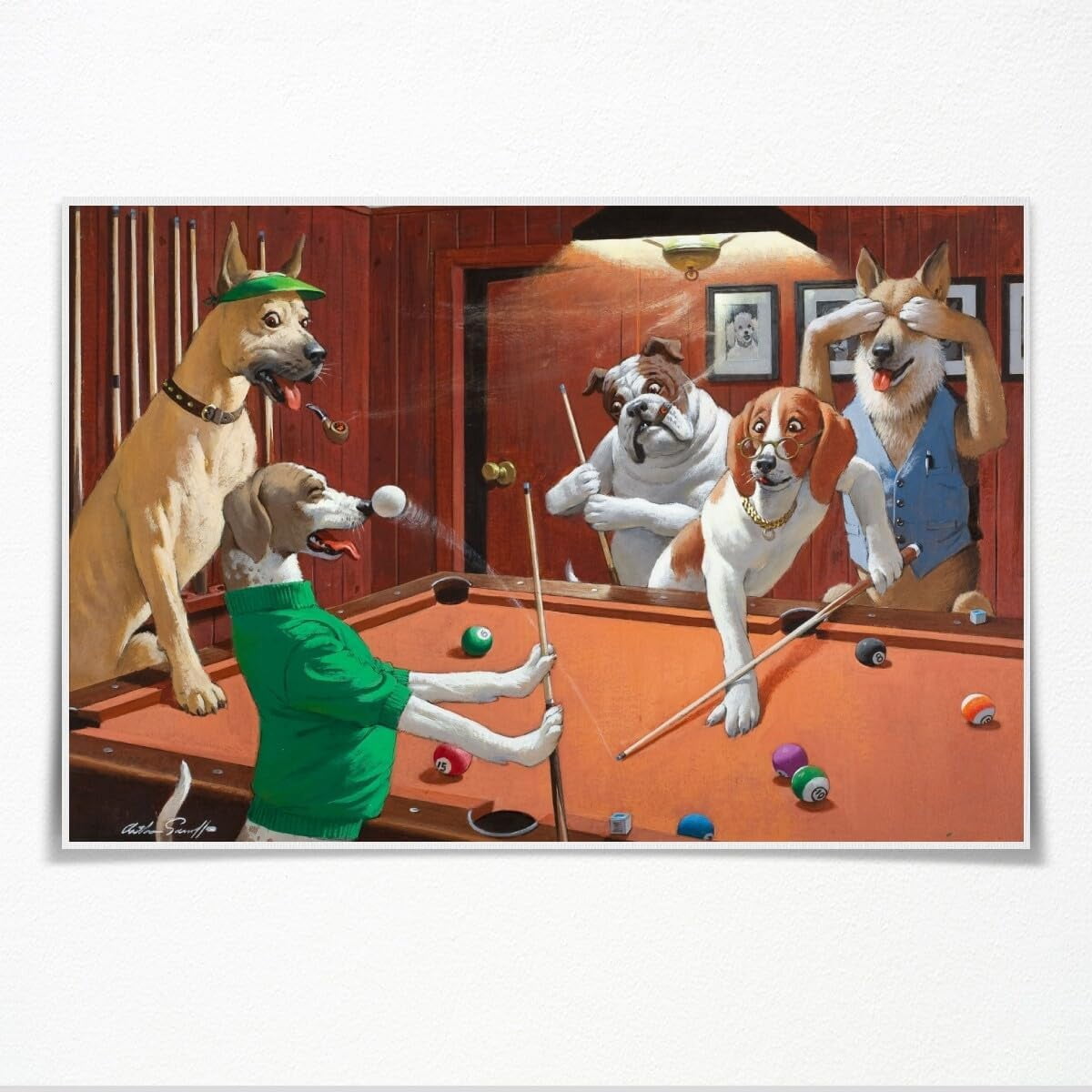 ASPORIC Animals Dogs Playing Pool Poster Decorative Painting Canvas ...