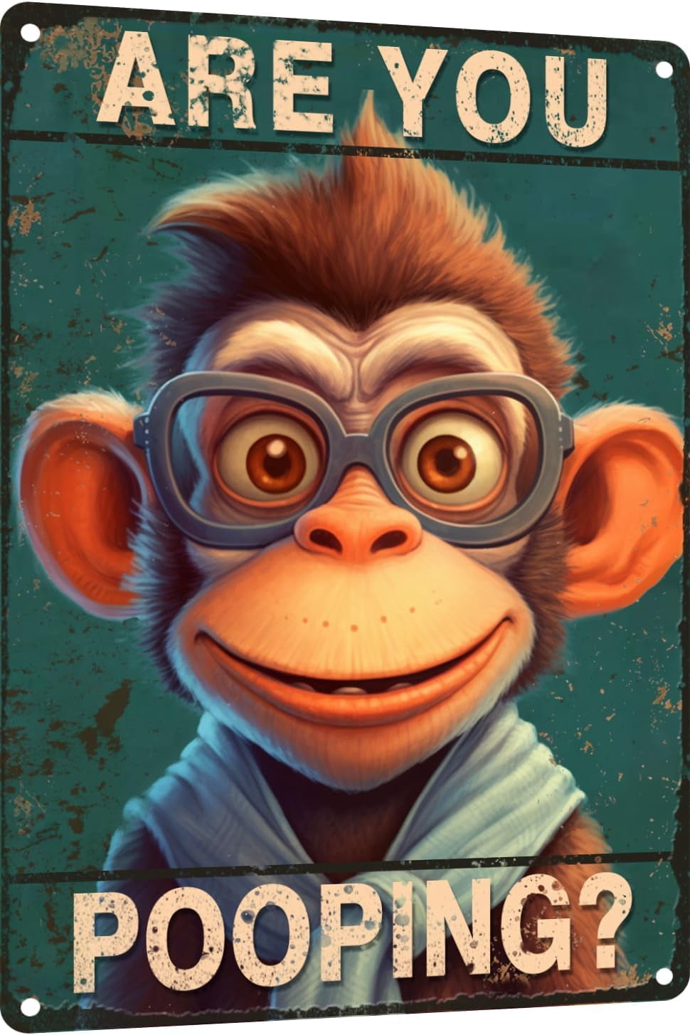 ASPORIC Are You Pooping Monkey Bathroom Funny Novelty Metal Sign Retro ...