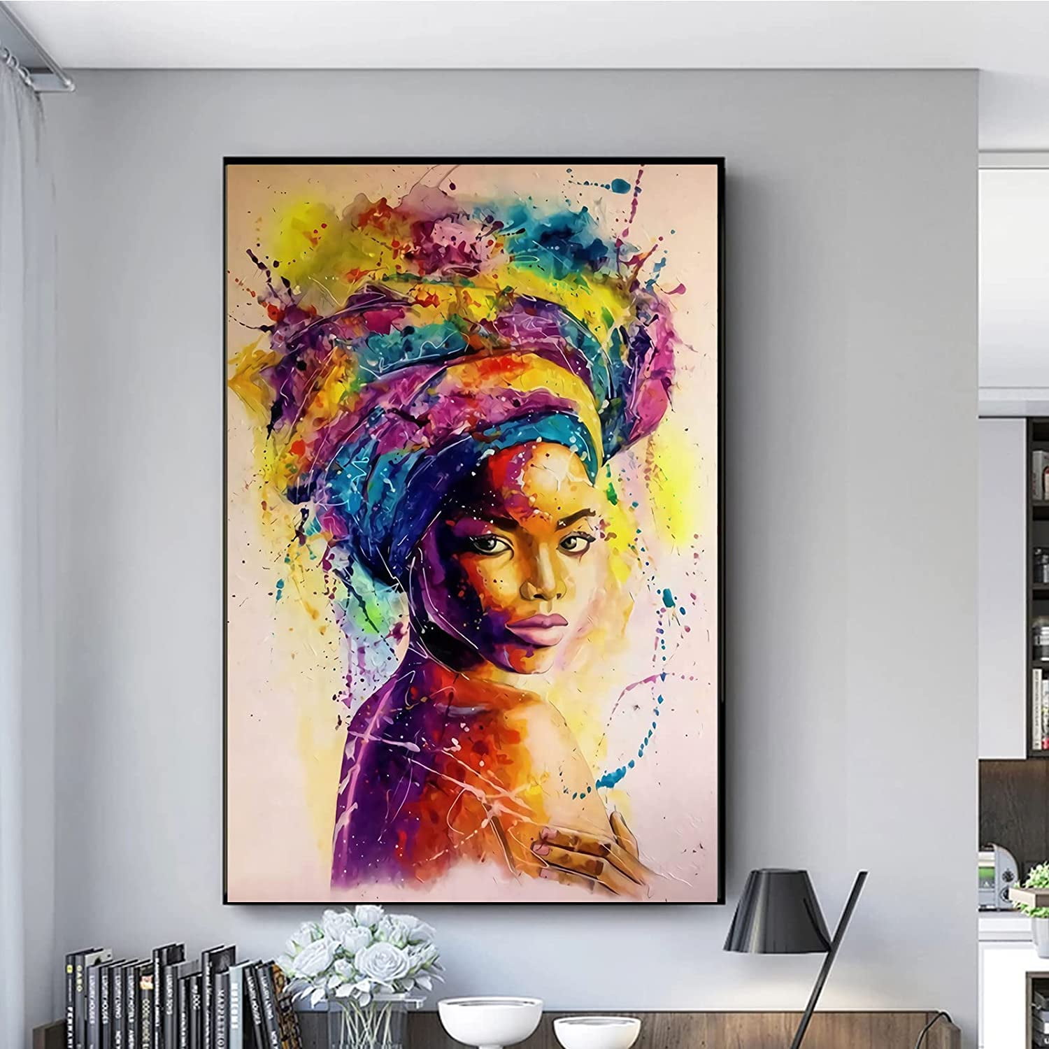 ASPORIC Art Poster African American Art Canvas Art Poster, African Black Woman Graffiti Pictures ...