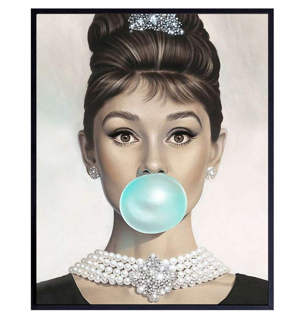 ASPORIC Audrey Hepburn Wall Art - Blue Audrey Hepburn Poster - Holly ...