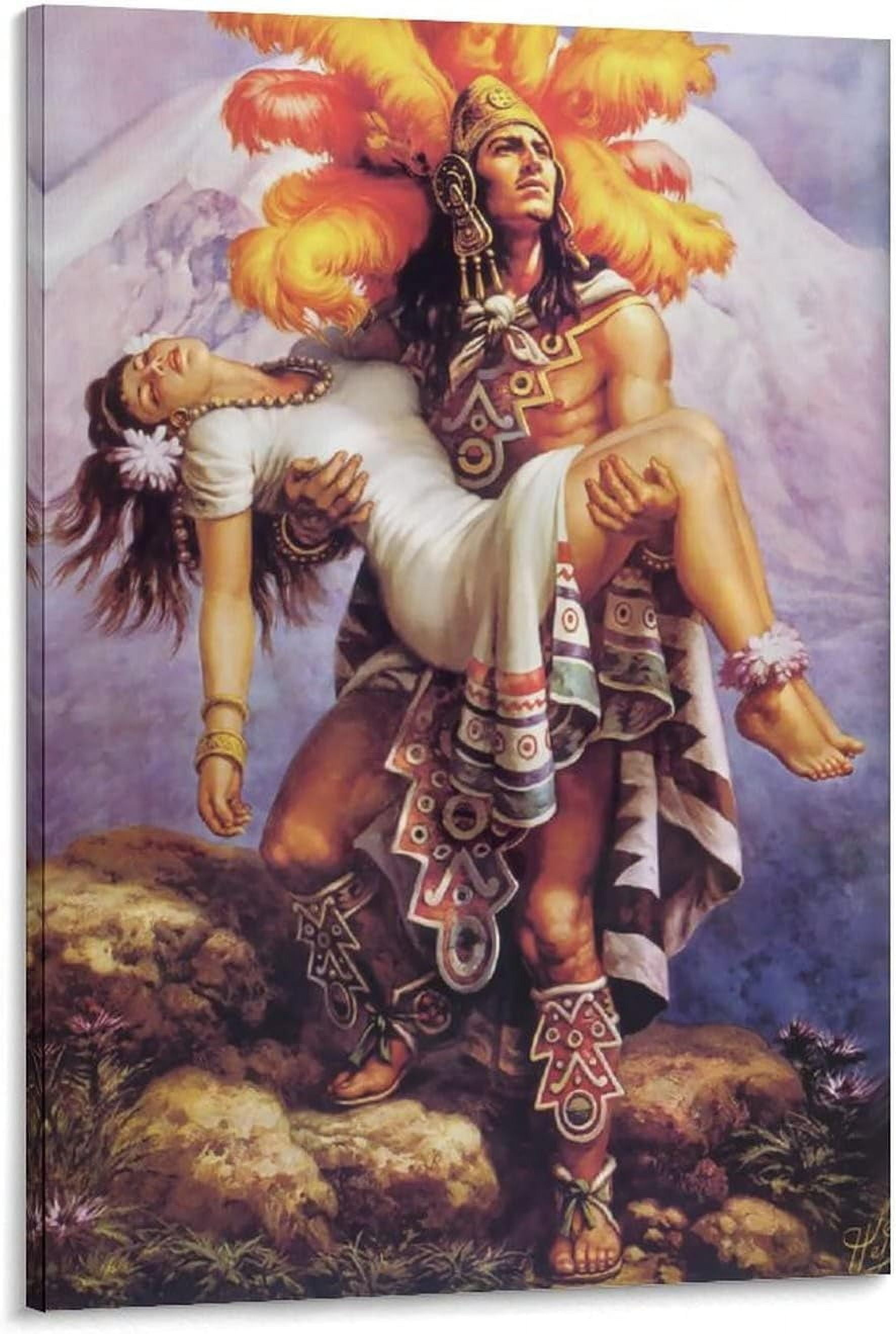 ASPORIC Aztec Warrior and Princess Poster Mexican Folk Mythology Canvas ...