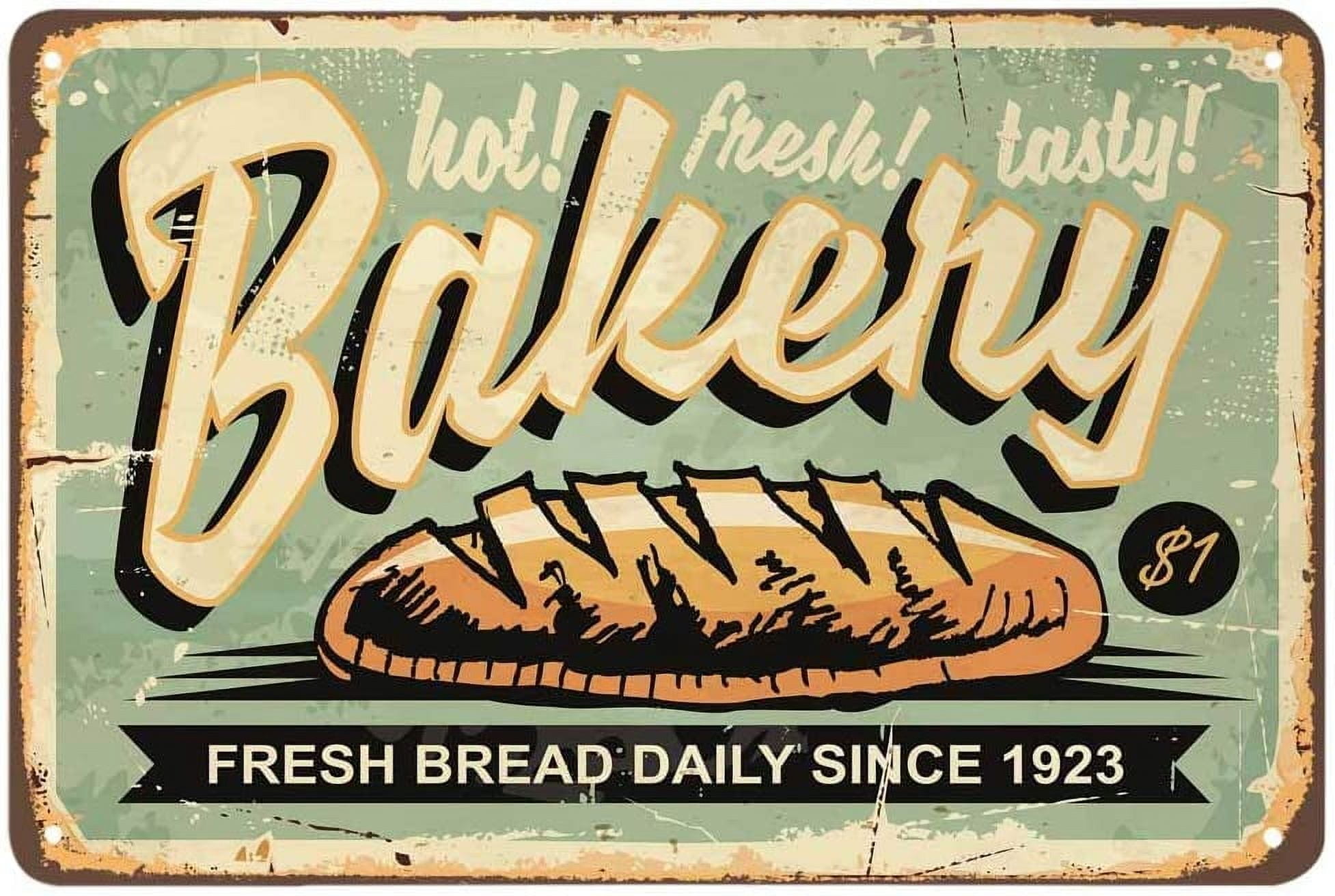ASPORIC Bakery Tin Sign,Fresh Bread Daily Delicious Food Tasty Bake ...