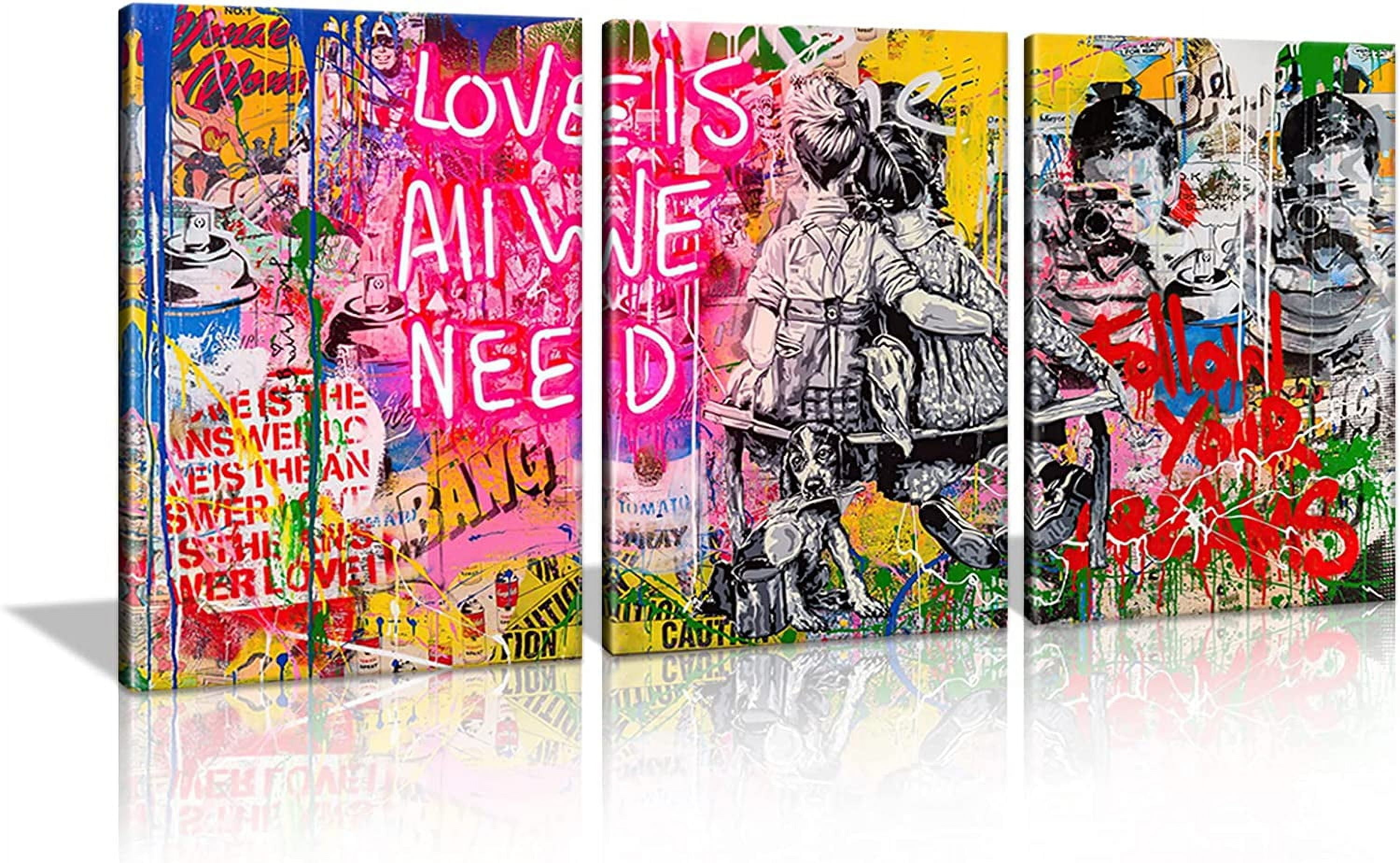 ASPORIC Banksy Abstract Canvas Painting Graffiti Street art canvas ...