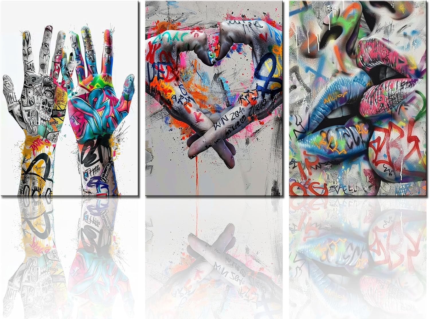 ASPORIC Banksy Street Art Decor Graffiti Wall Art Promise Holding Hands ...