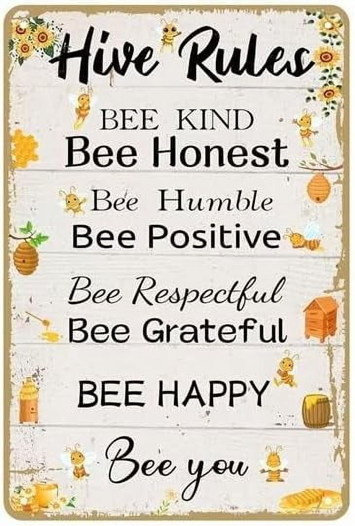 ASPORIC Bee Hive Sign - 12x8 inches Metal Vintage Wall Mount Garden ...
