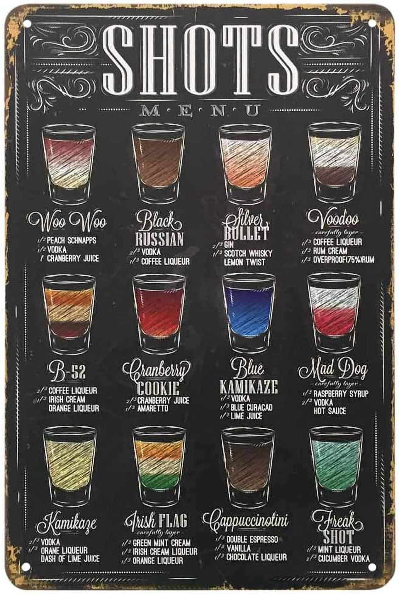 ASPORIC Beer Shots Menu Tin Sign,Kinds of Colorful Beers Coffee Drinks ...