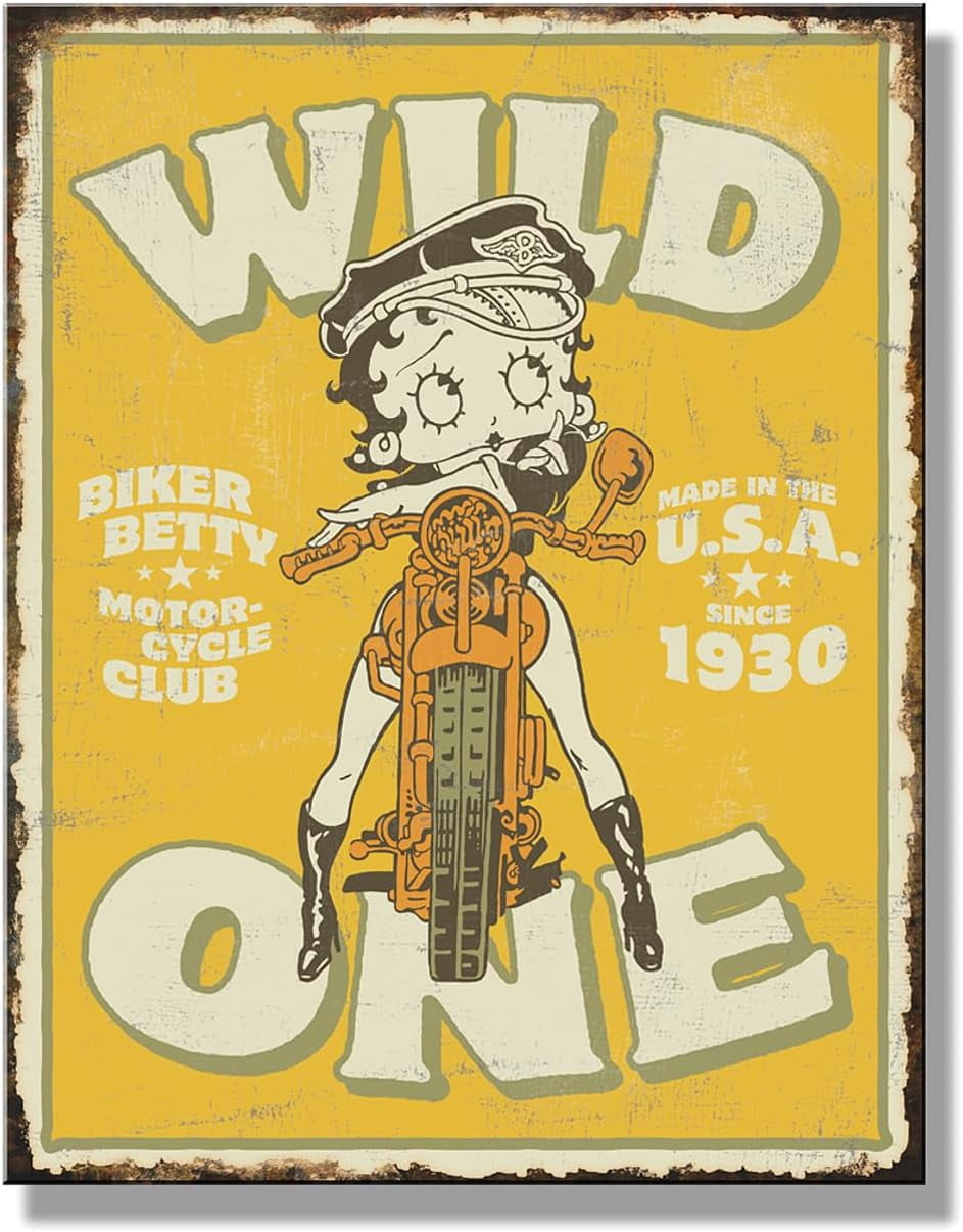 ASPORIC Betty Boop Wild One Tin Sign - Betty Boop Metal Signs ...