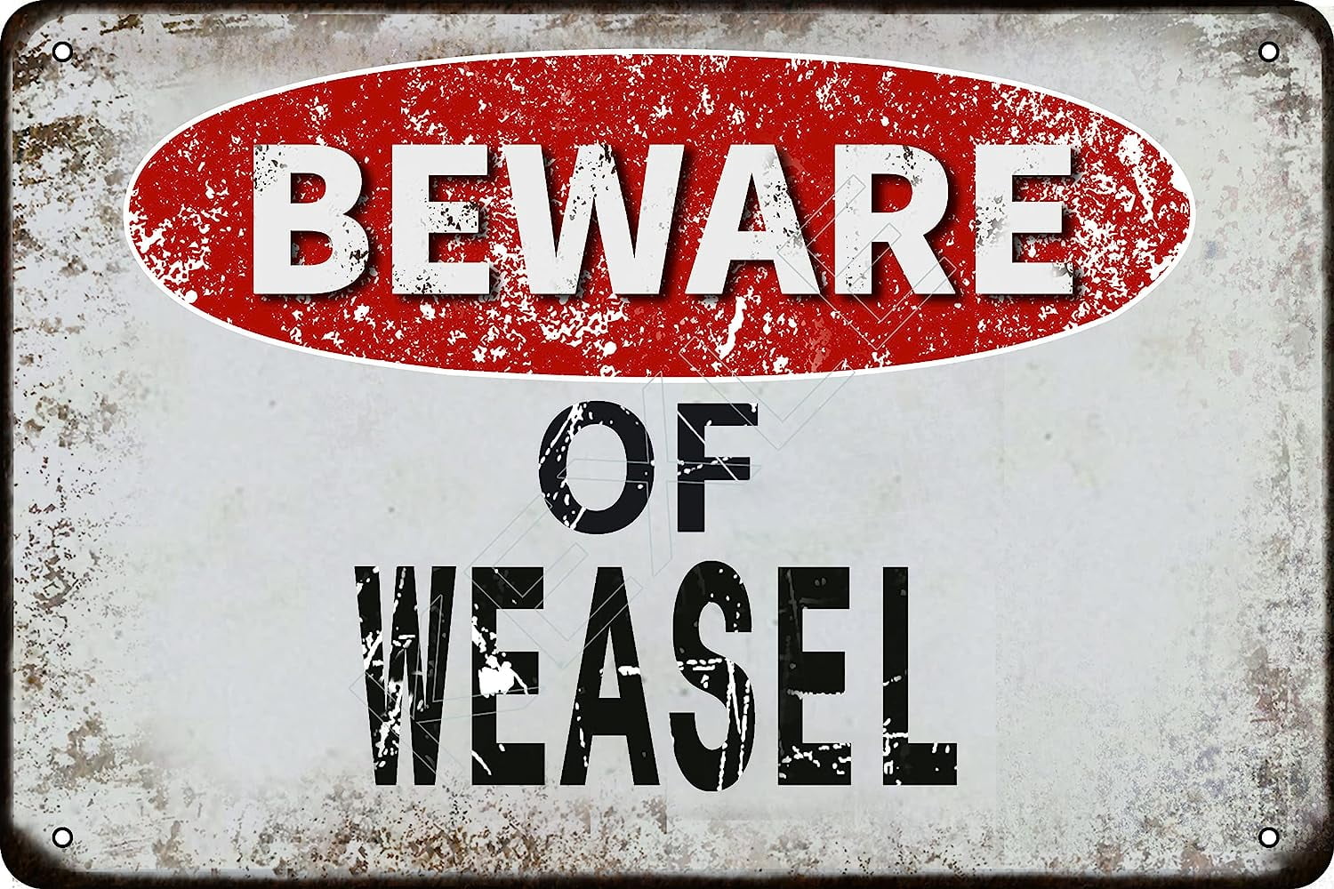 ASPORIC Beware of weasel vintage Metal Tin Sign Retro Funny Tin Sign ...