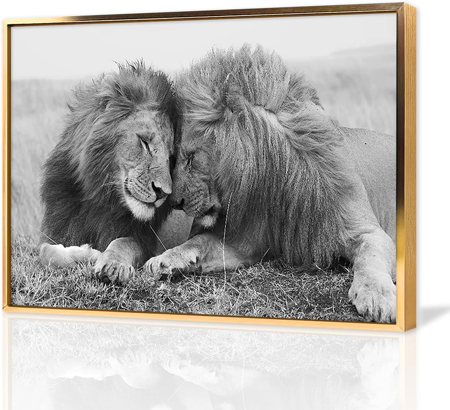 ASPORIC Black And White Lions Canvas Painting Modern Abstract Wall Art ...