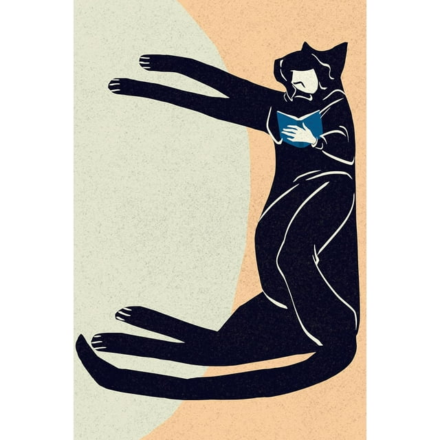 ASPORIC Black Cat Wall Art, Eclectic Wall Decor, Cute Preppy Cat Poster ...