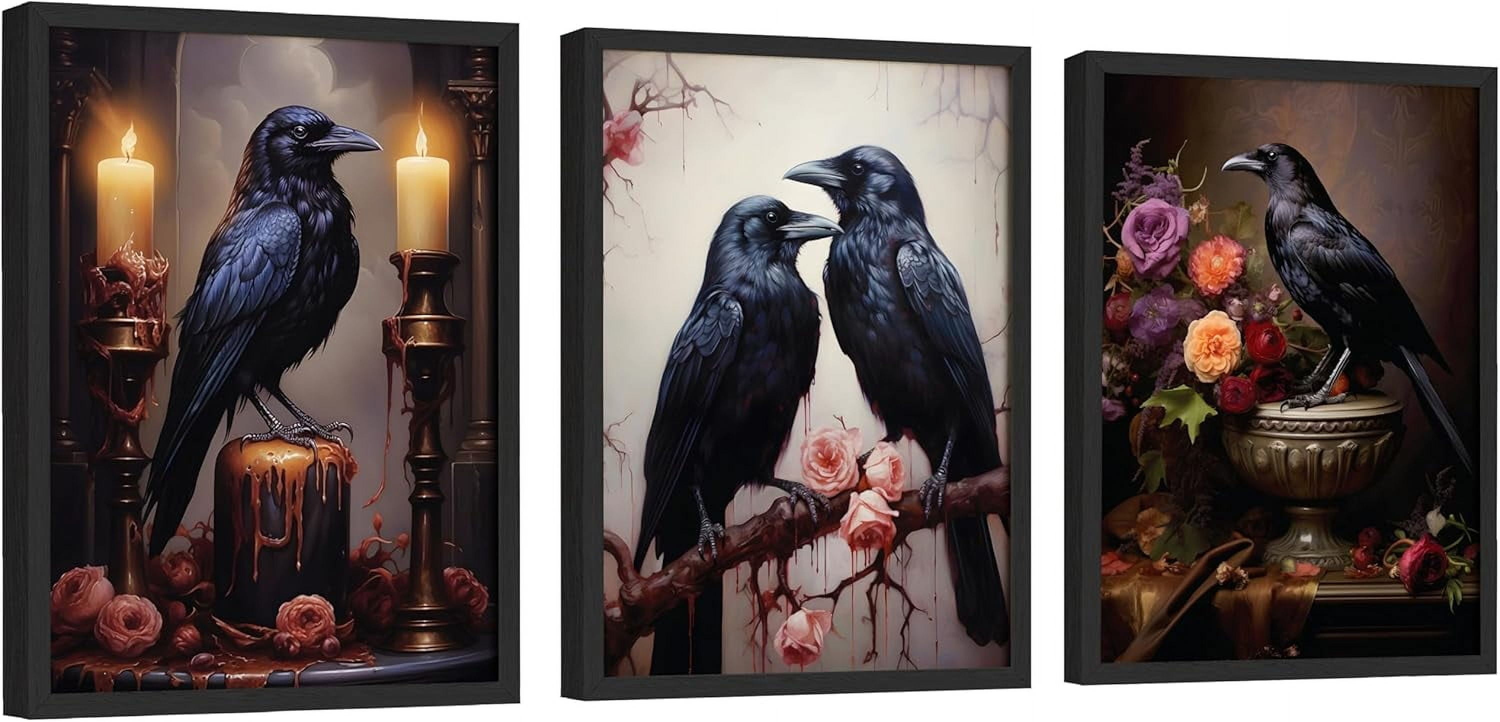 ASPORIC Black Raven Wall Art - 12x16 Vintage Ravens Poster, Victorian ...