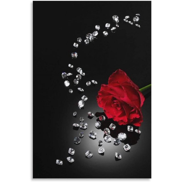 ASPORIC Black and White Red Rose Poster Canvas Painting Wall Art Living ...