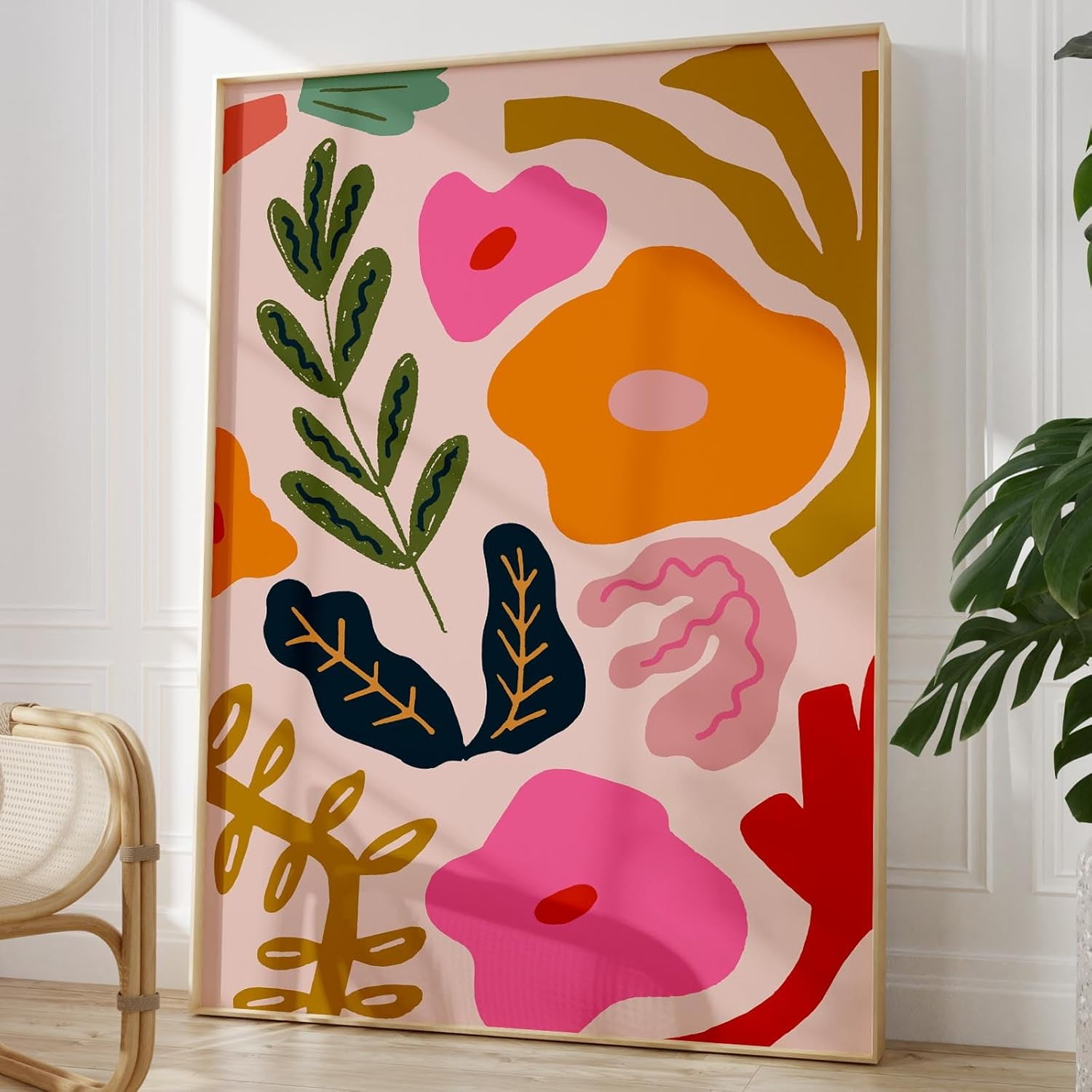 ASPORIC Blush Flower Wall Art Abstract Flower Watercolor Flower Prints ...