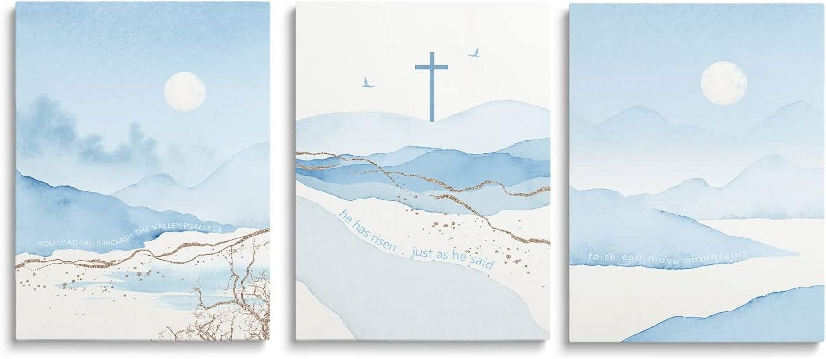 ASPORIC Boho Wall Art Blue Mountain Prints Scripture Wall Decor ...