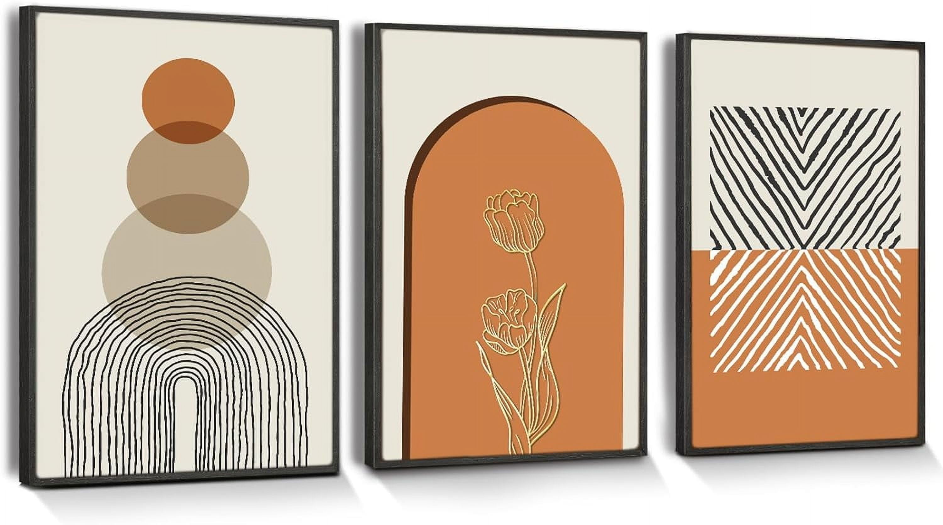 ASPORIC Boho Wall Art Framed, Boho Wall Decor for Living Room, Set of 3 ...