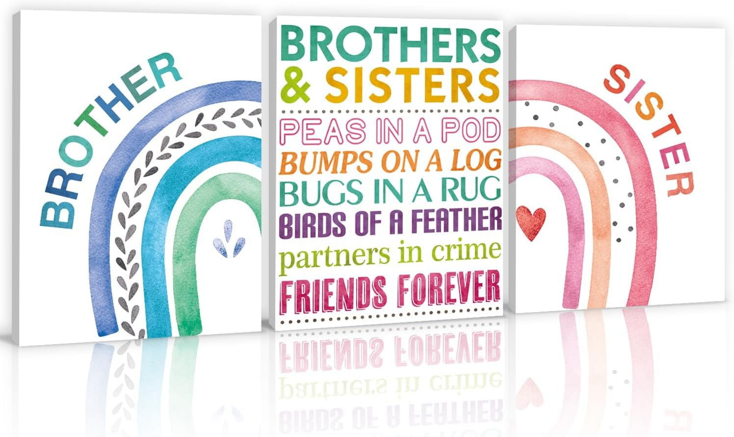 ASPORIC Brother&Sisters Rules Wall Art,Kids Room Decorations Unisex ...