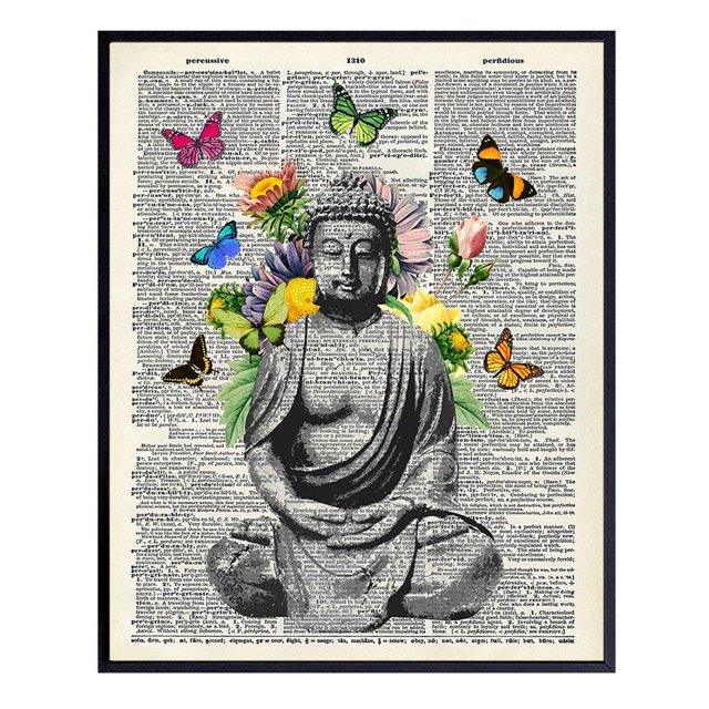 ASPORIC Butterfly Buddha Dictionary Wall Art Print Photo, Home Decor ...
