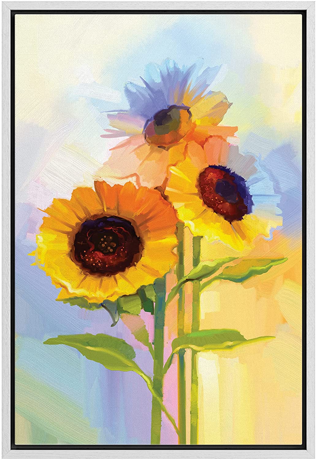 ASPORIC Canvas Print Wall Art Hummingbird Flies On White Carnation ...