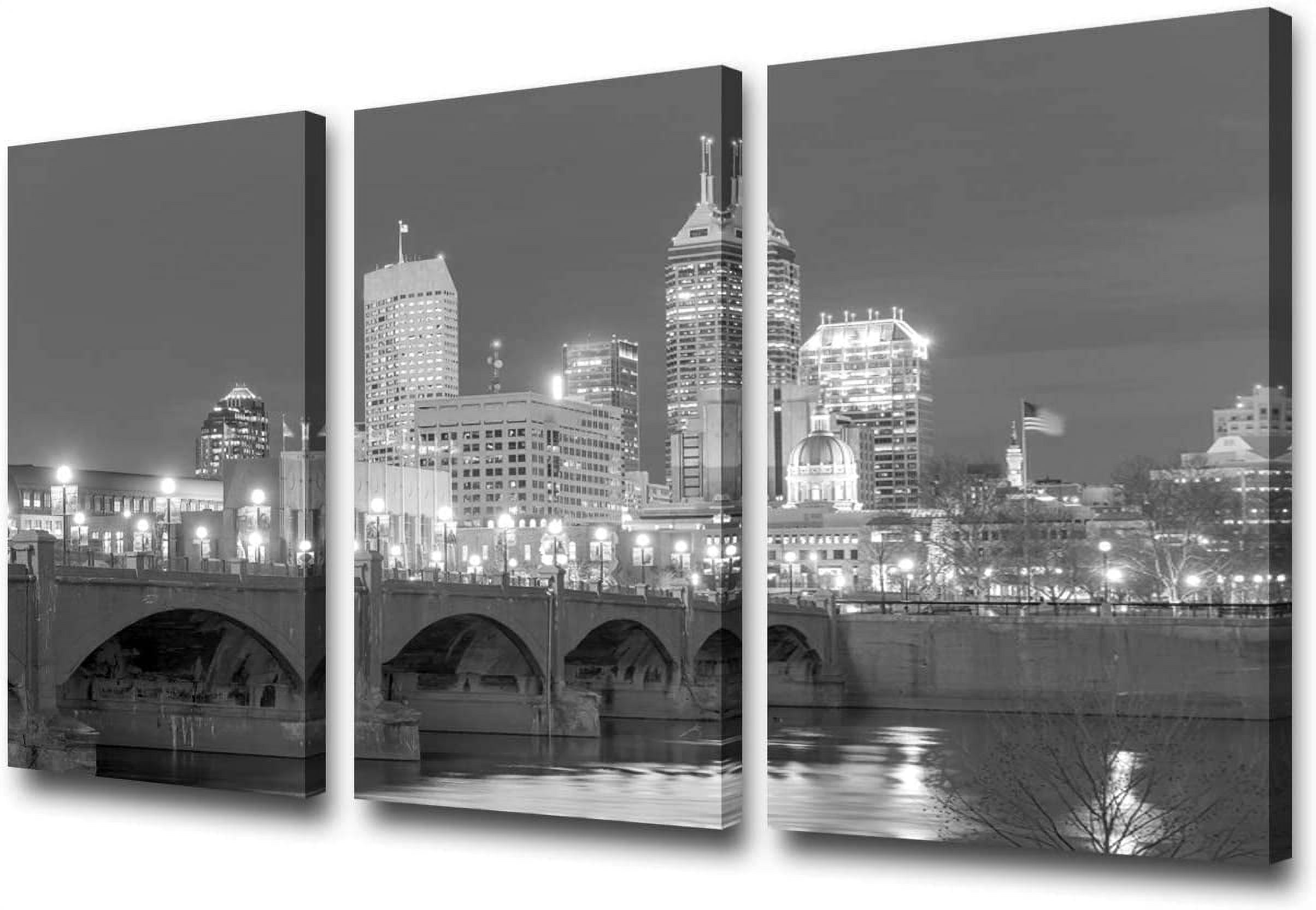 ASPORIC Canvas Print Wall Art Painting Black and White Indianapolis ...