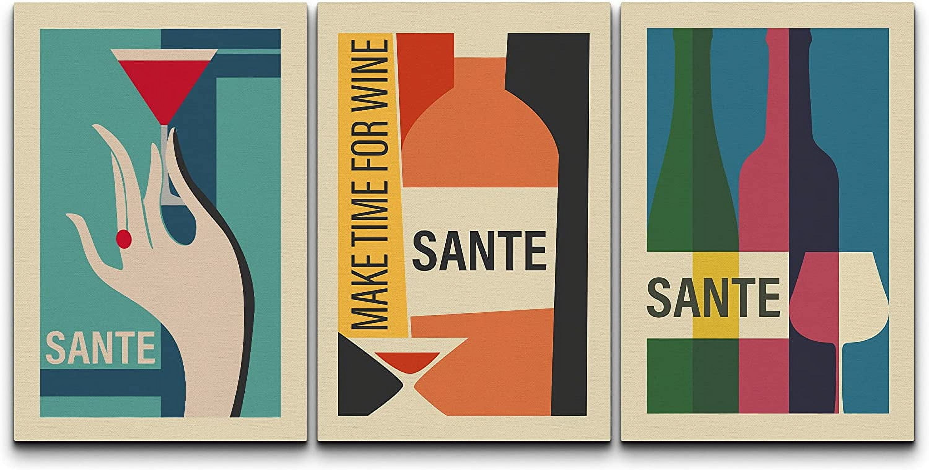 ASPORIC Canvas Print Wall Art Set Deco Multicolor Wine Bottle Poster ...