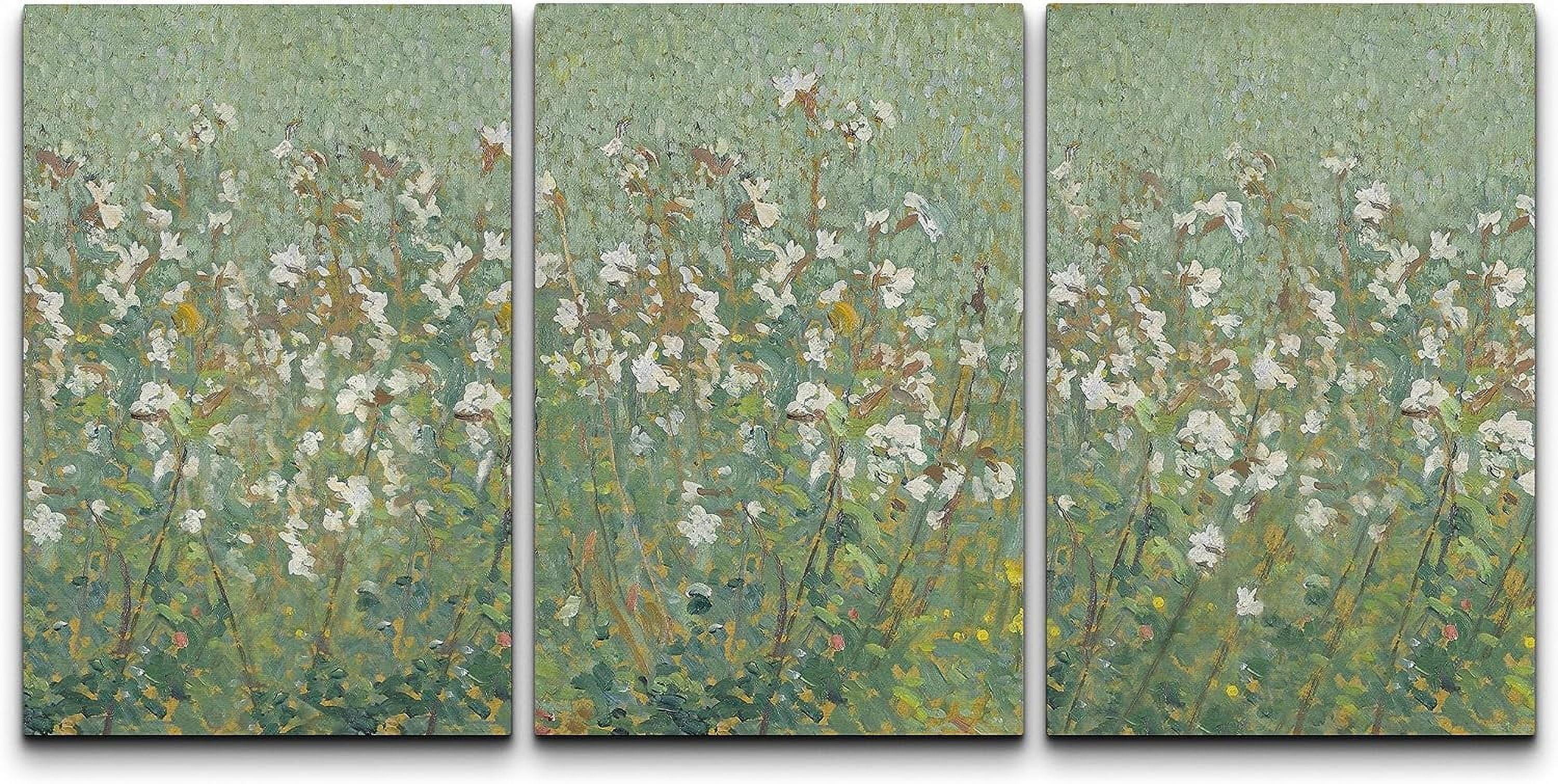 ASPORIC Canvas Print Wall Art Set Emerald Green Monet White Flower ...