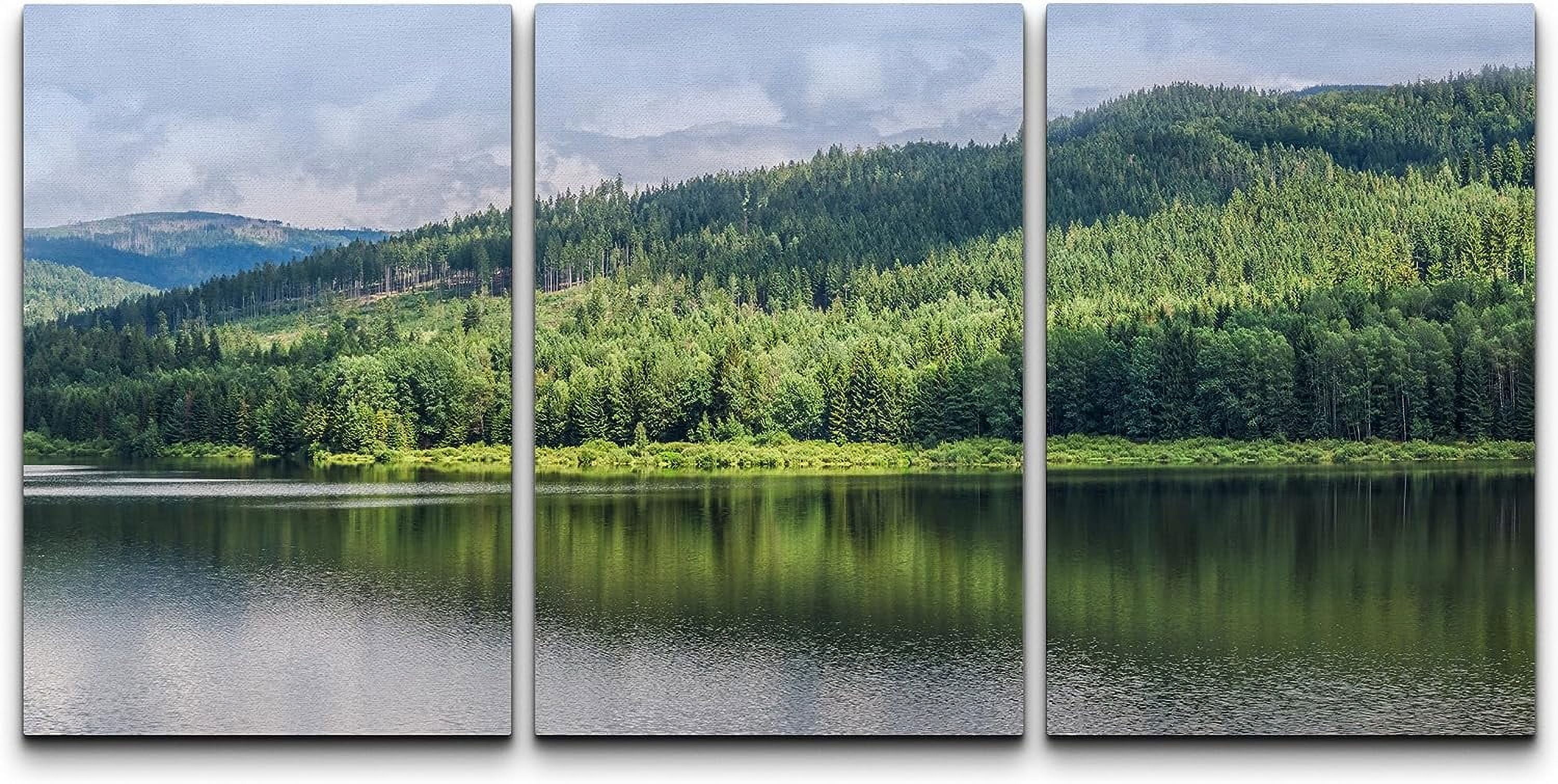 ASPORIC Canvas Print Wall Art Set Emerald Green Mountain Range Country ...