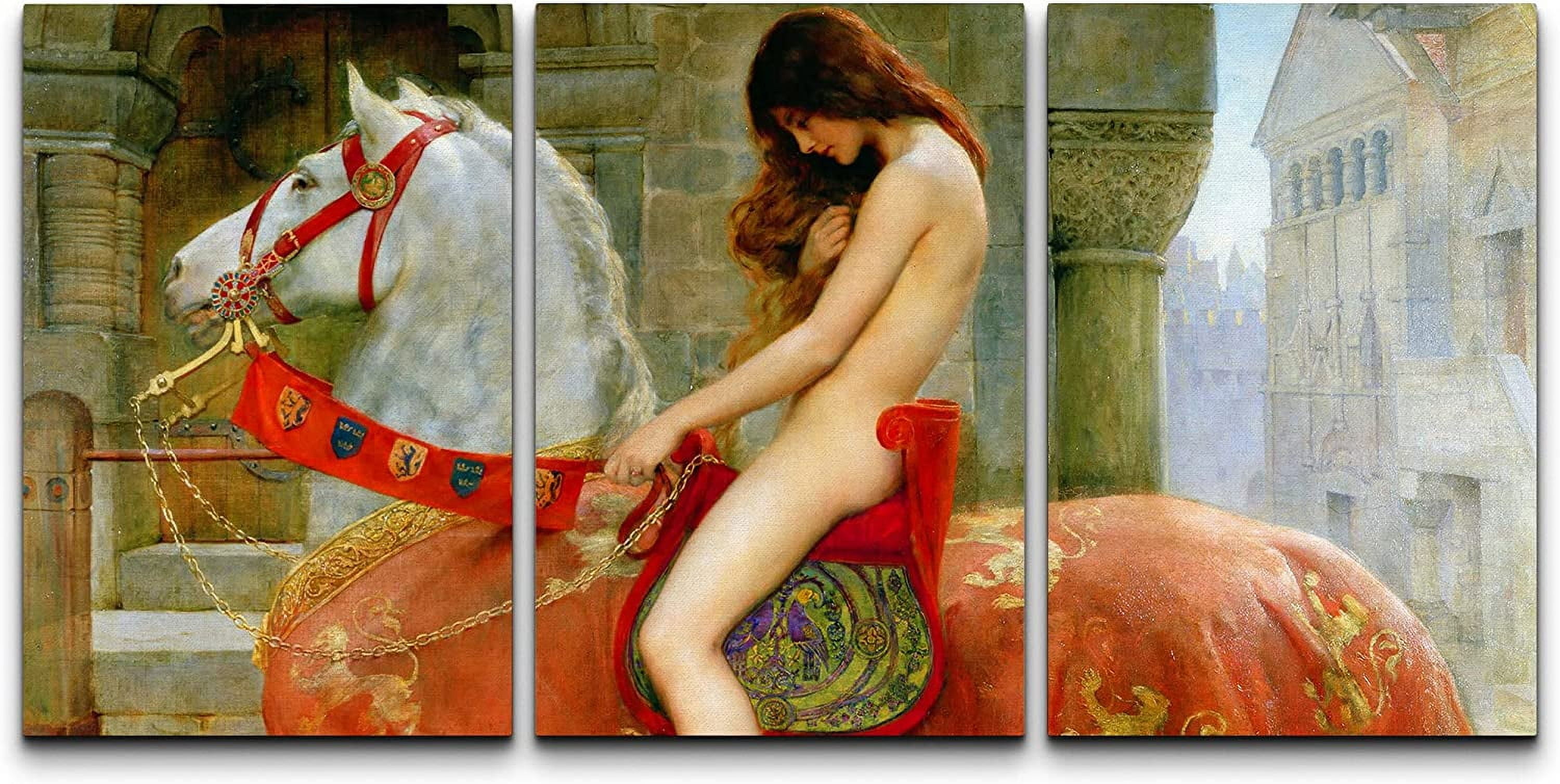 ASPORIC Canvas Print Wall Art Set Lady Godiva by John Collier Cultural Historic Oil Painting ...