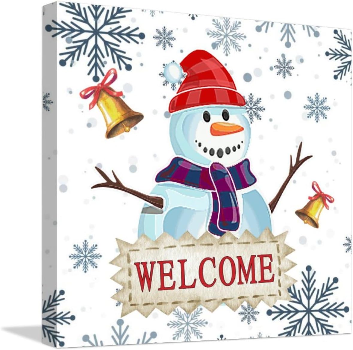 ASPORIC Canvas Prints Christmas Welcome Retro Painting On Canvas Winter ...