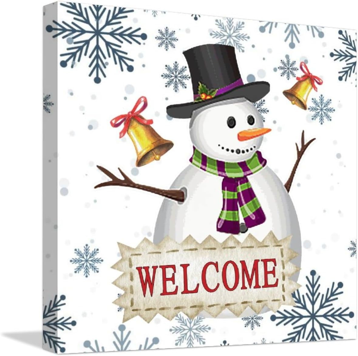 ASPORIC Canvas Prints Christmas Welcome Retro Painting On Canvas Winter ...