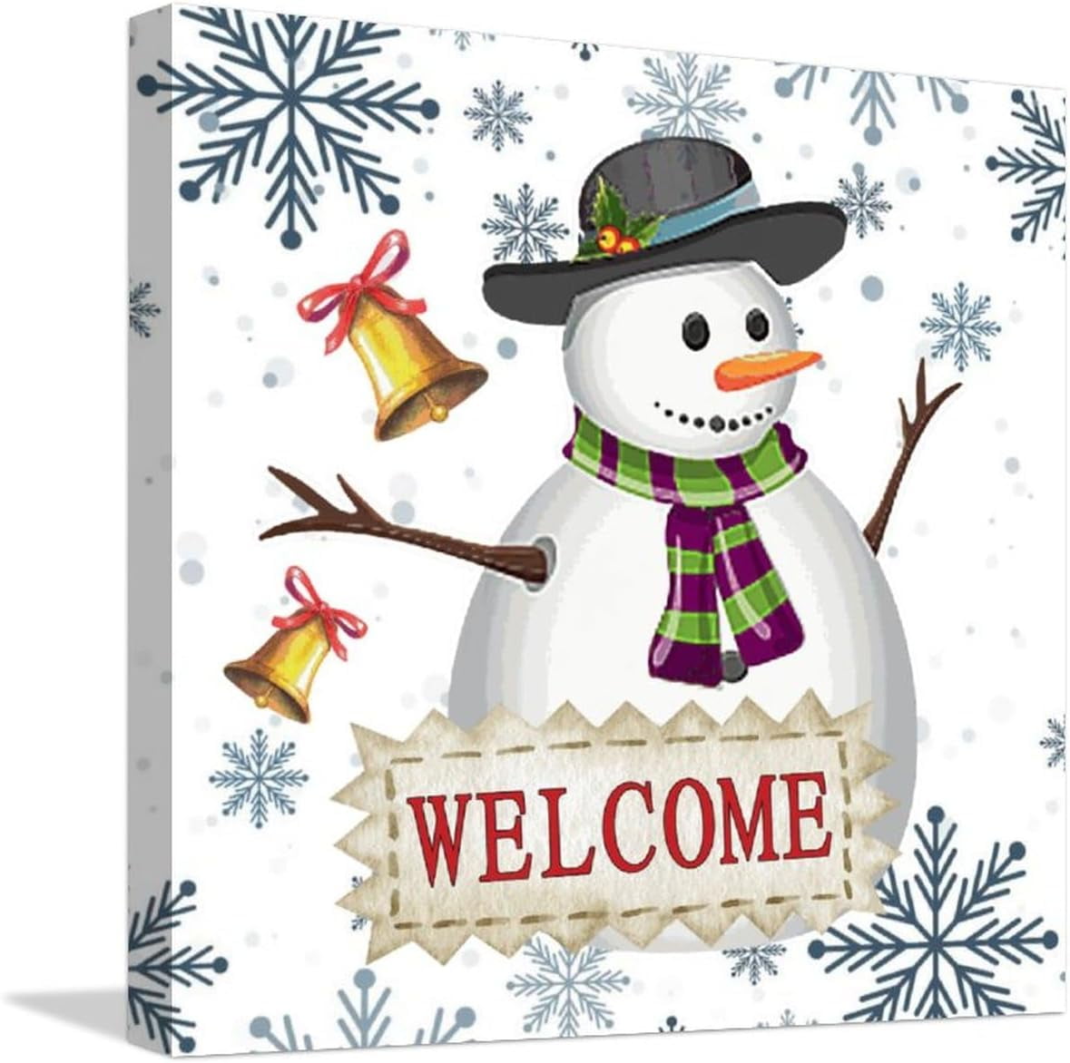 ASPORIC Canvas Prints Christmas Welcome Retro Painting On Canvas Winter ...