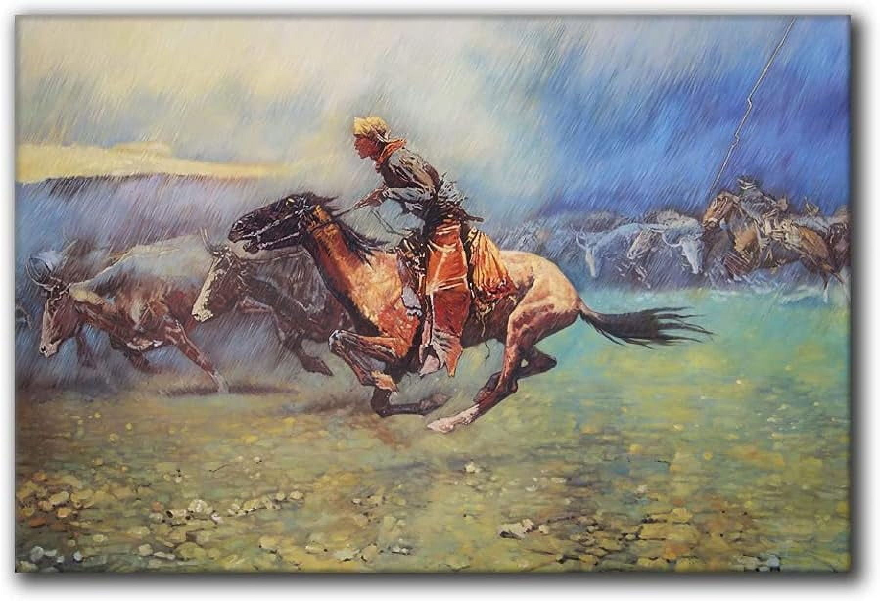 ASPORIC Canvas Prints Western Cowboy Wall Art, American Texas Painting ...