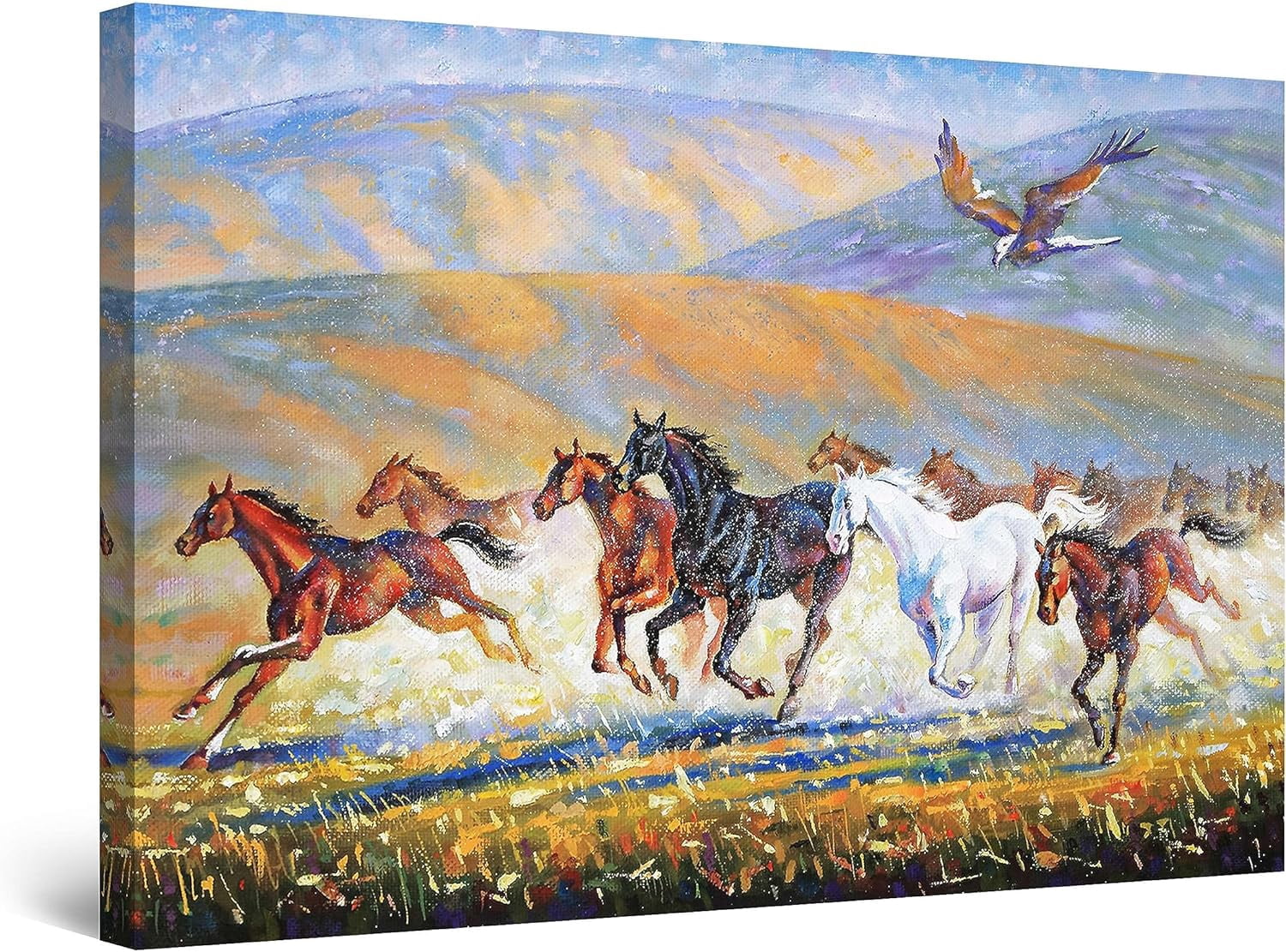 ASPORIC Canvas Wall Art Decor Horses Running in the Sand Animal ...