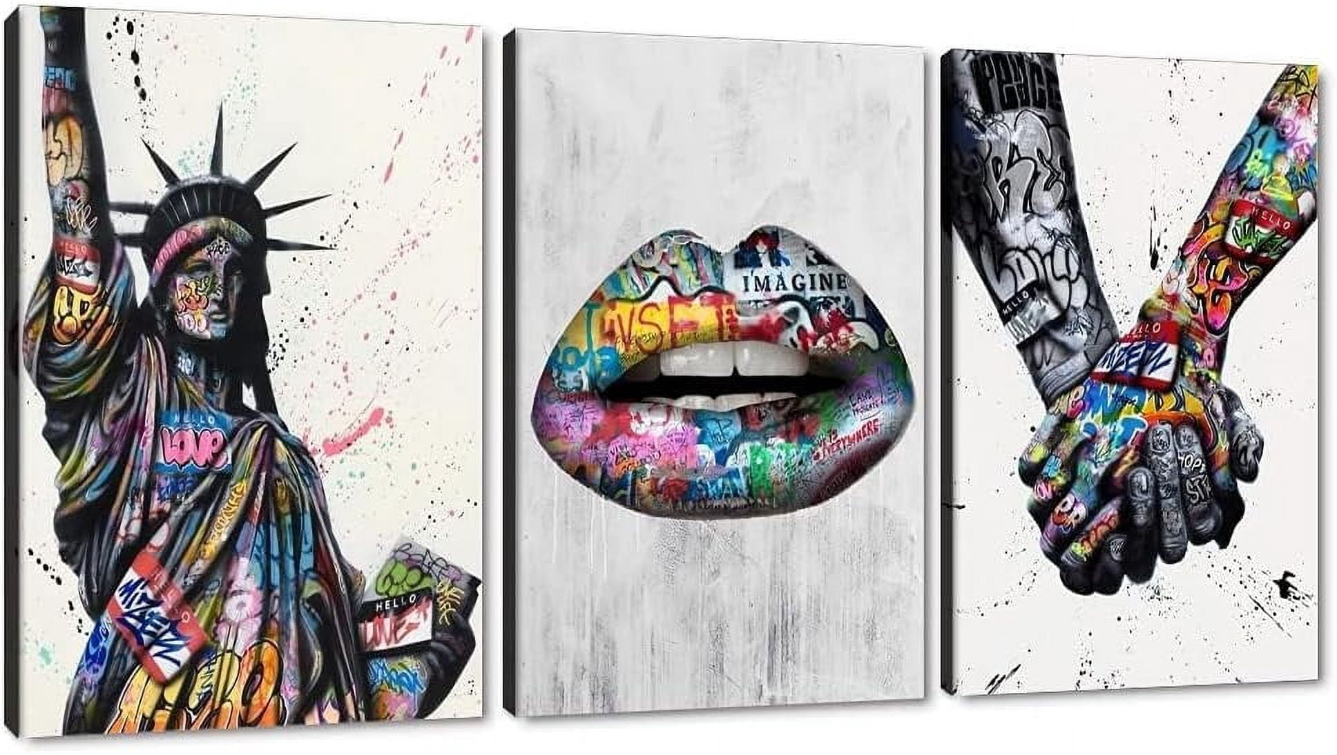 ASPORIC Canvas Wall Art Graffiti Pictures Statue of Liberty Painting ...