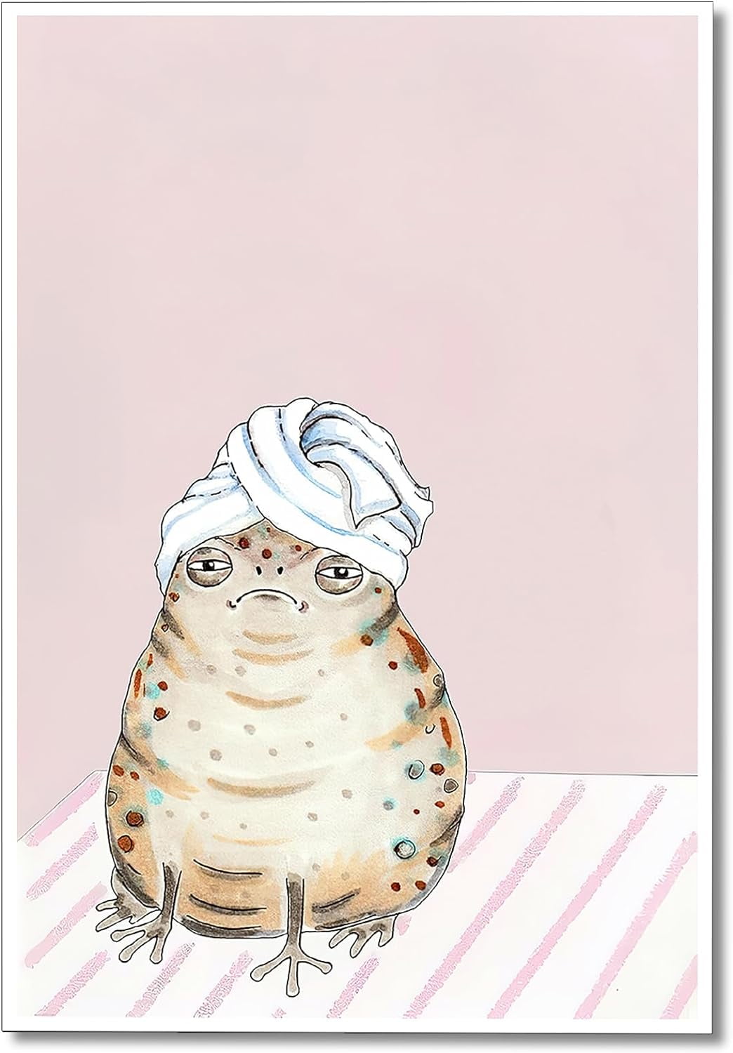 ASPORIC Canvas-Wall-Art,-Grumpy-Frog-with-Towel-Poster-Restroom-Print ...