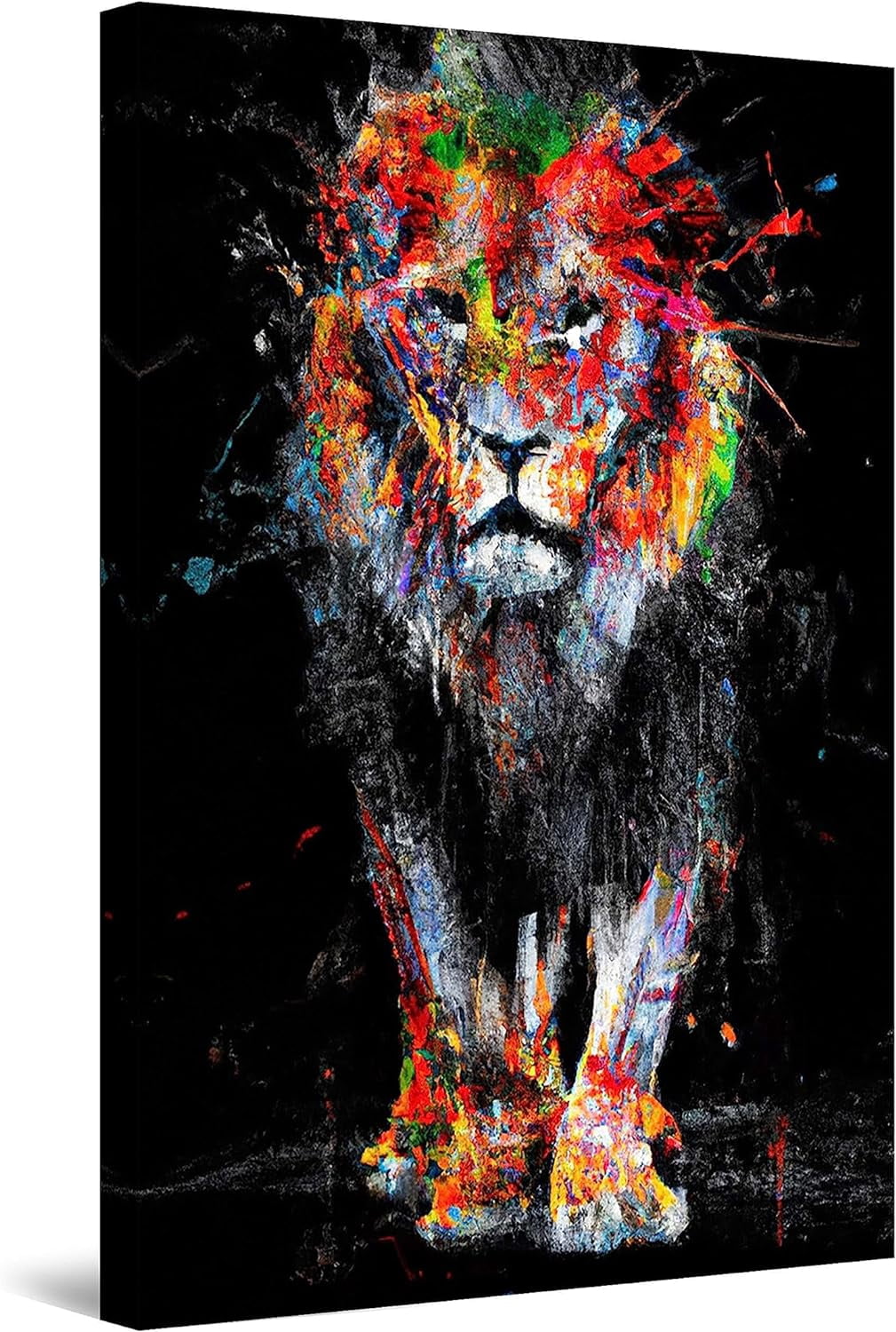 ASPORIC Canvas Wall Art - Lion in Colors - Decoration Artwork Ready to ...