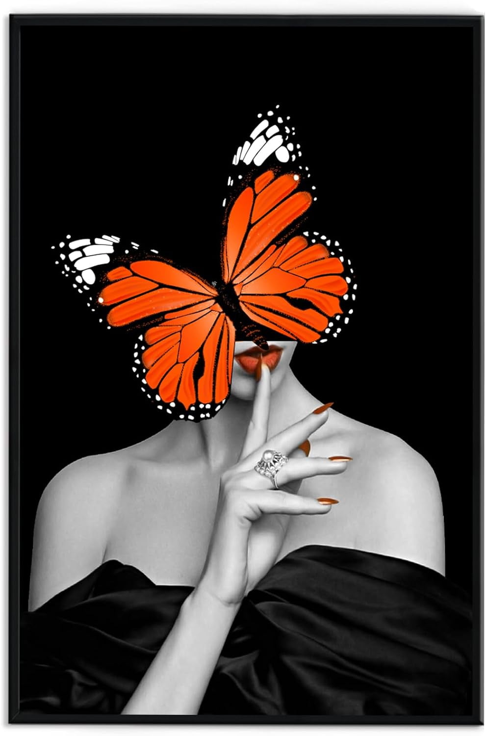 ASPORIC Canvas Wall Art Poster,Abstract Black and White Female Art ...