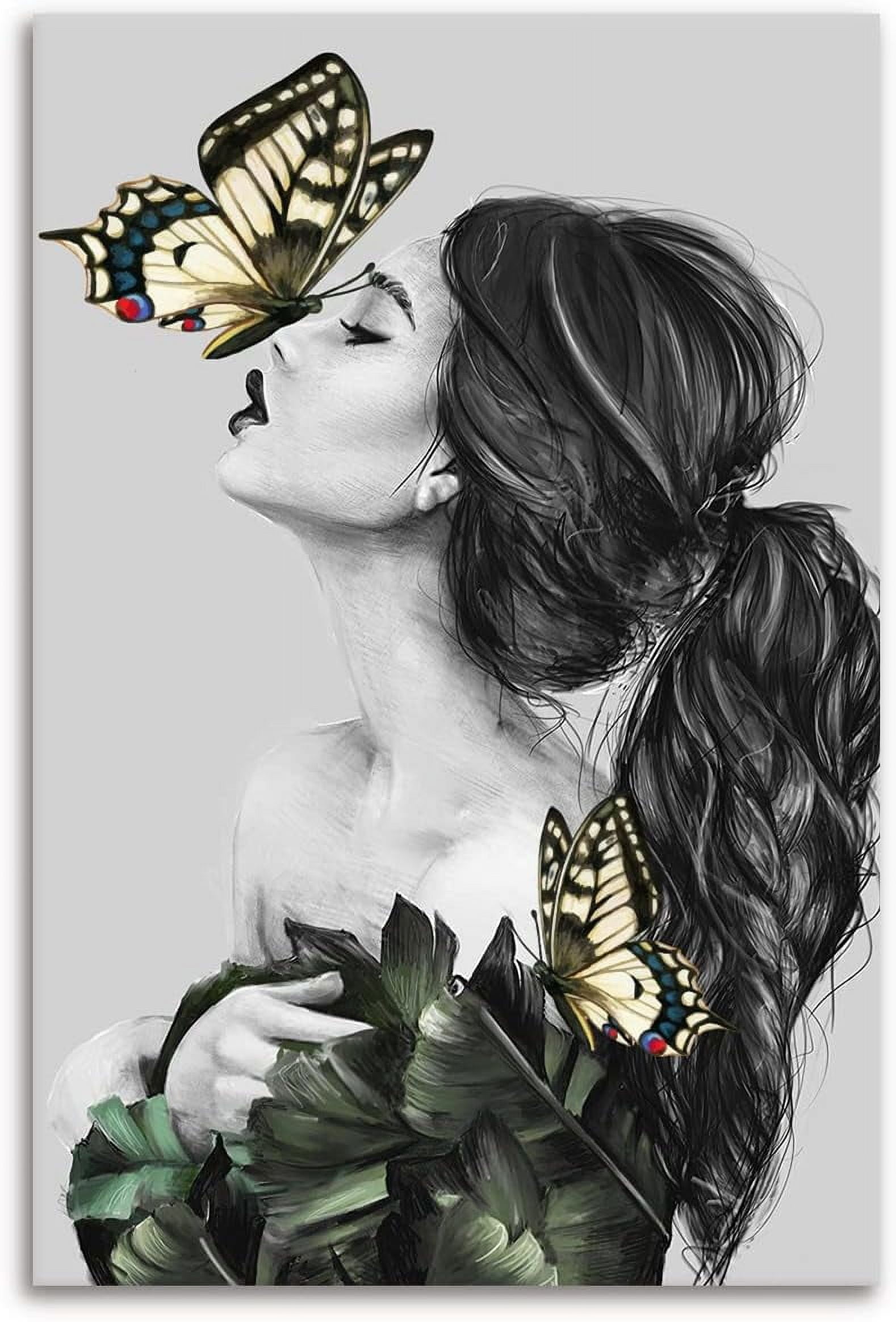 ASPORIC Canvas-Wall-Art-Poster,Abstract-Black-and-White-Female-Art ...