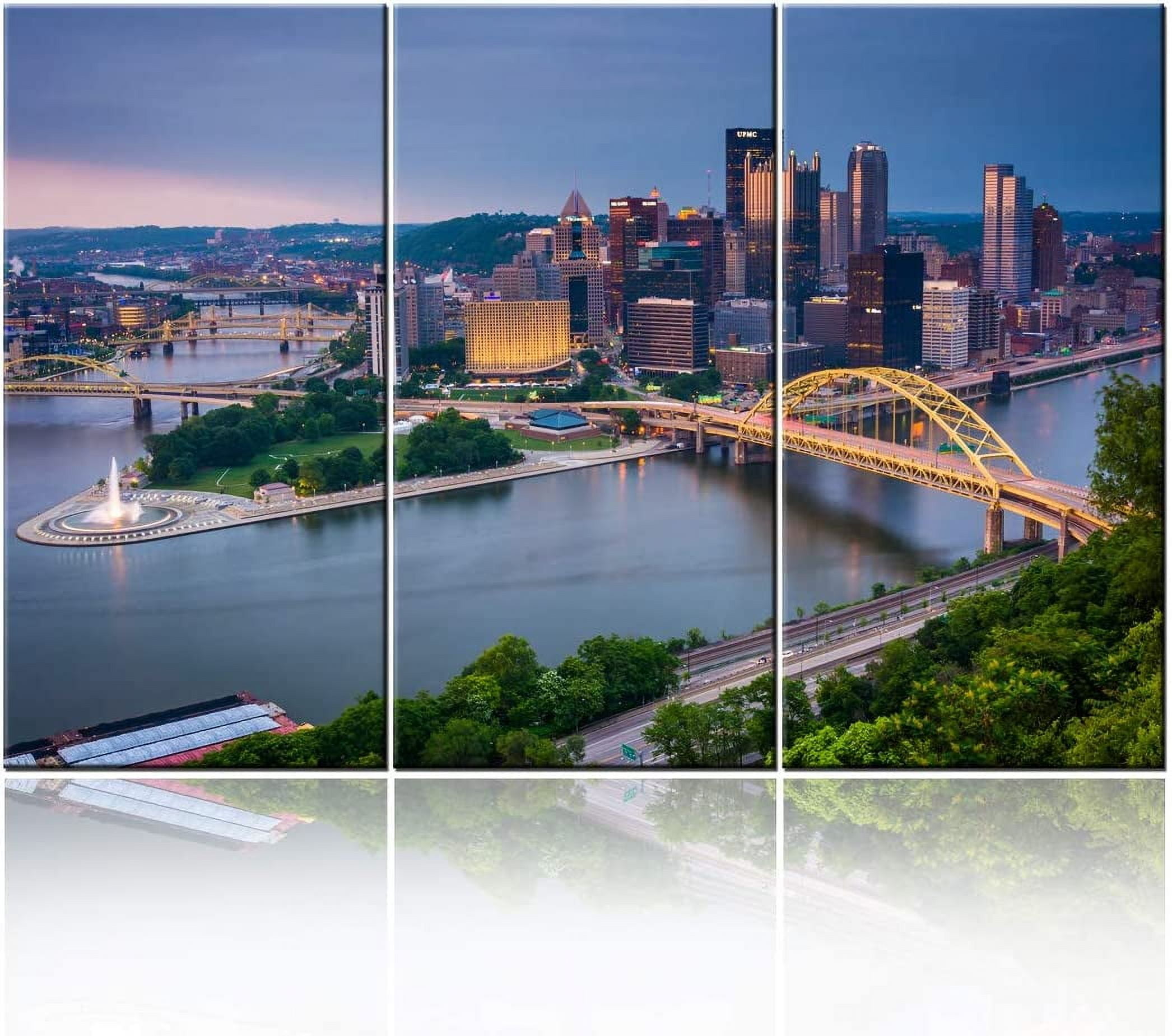 ASPORIC Canvas Wall Art Prints Modern Pittsburgh Cityscape Incline in ...
