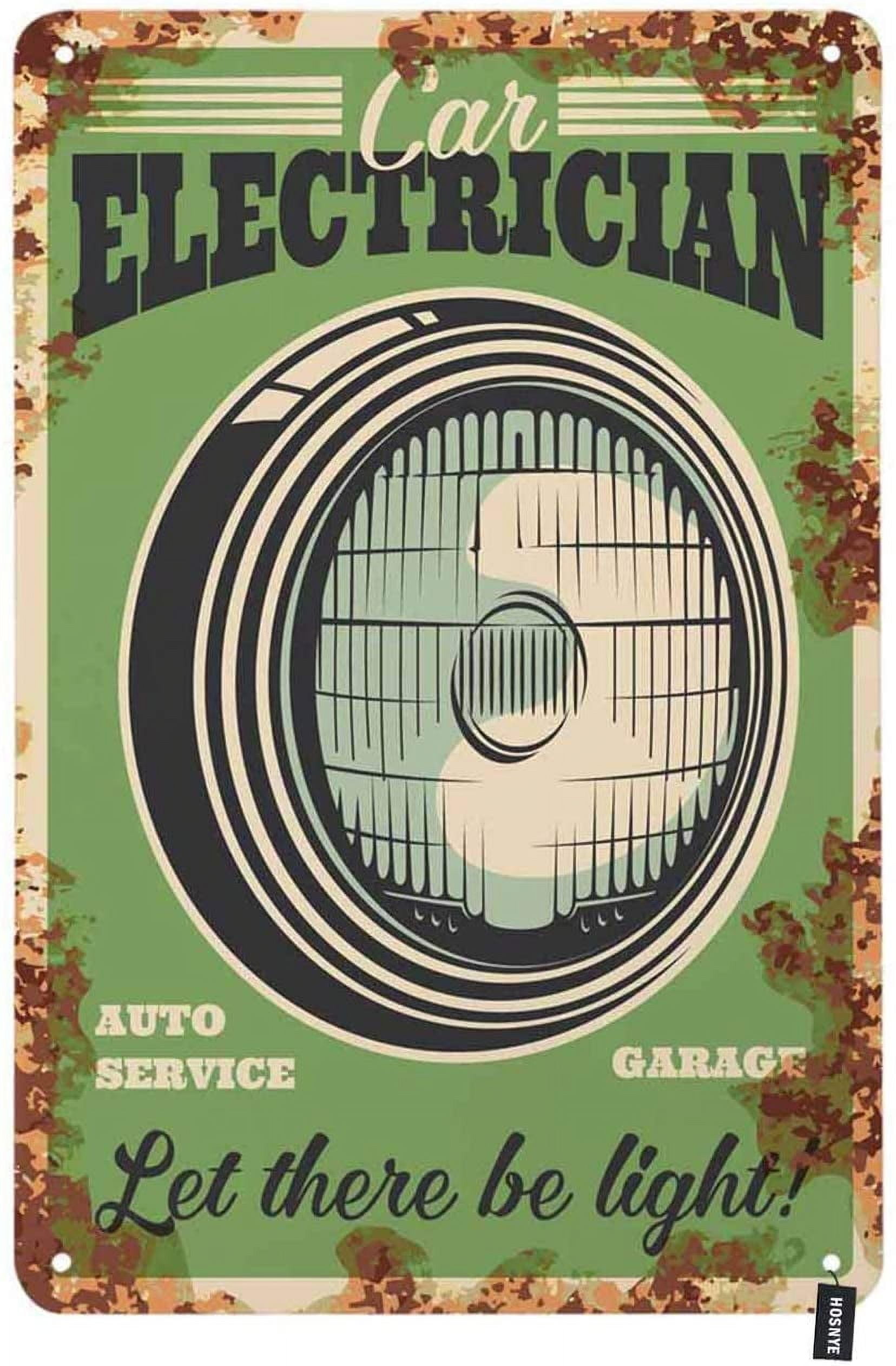 ASPORIC Car Electrician Tin Sign Auto Service Quotes Let There Be Light ...