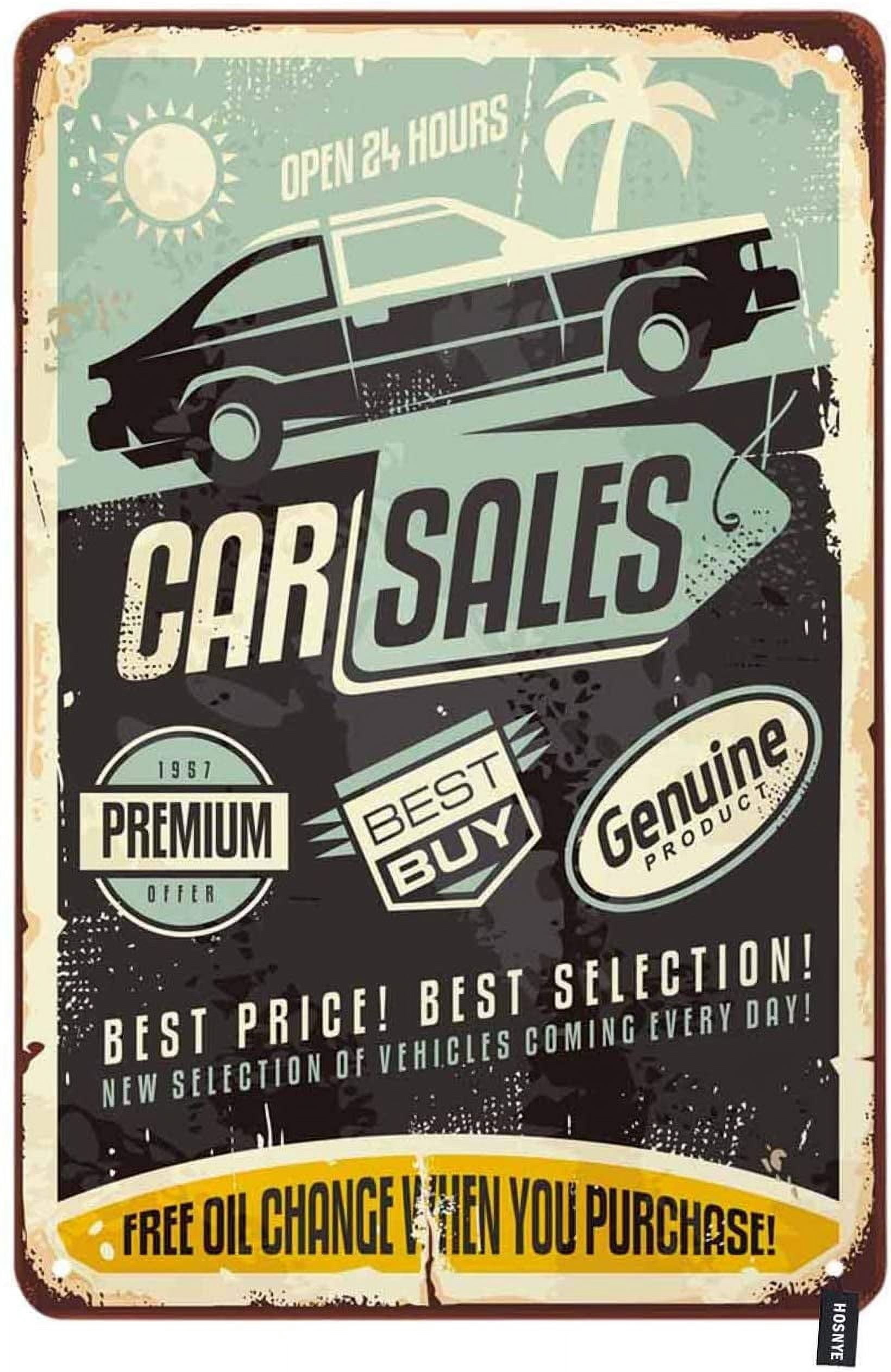 ASPORIC Car Sales Tin Sign Vintage Poster of A Car with A Big Sun and ...