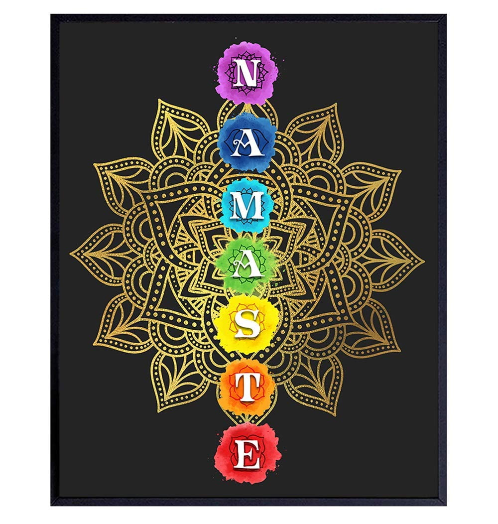 ASPORIC Chakras Namaste Lotus Flower Mandala Wall Decor - Zen Buddhism ...